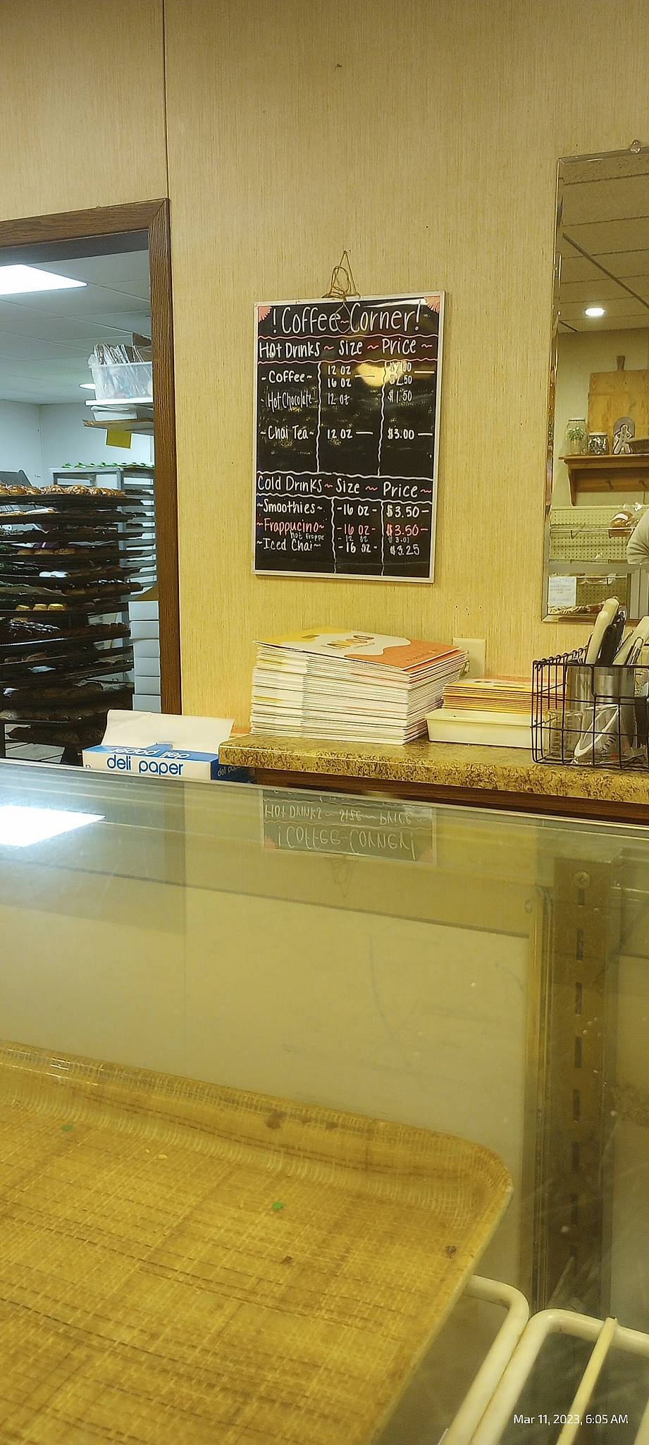Menu at Hill Top Bakery, Kaukauna