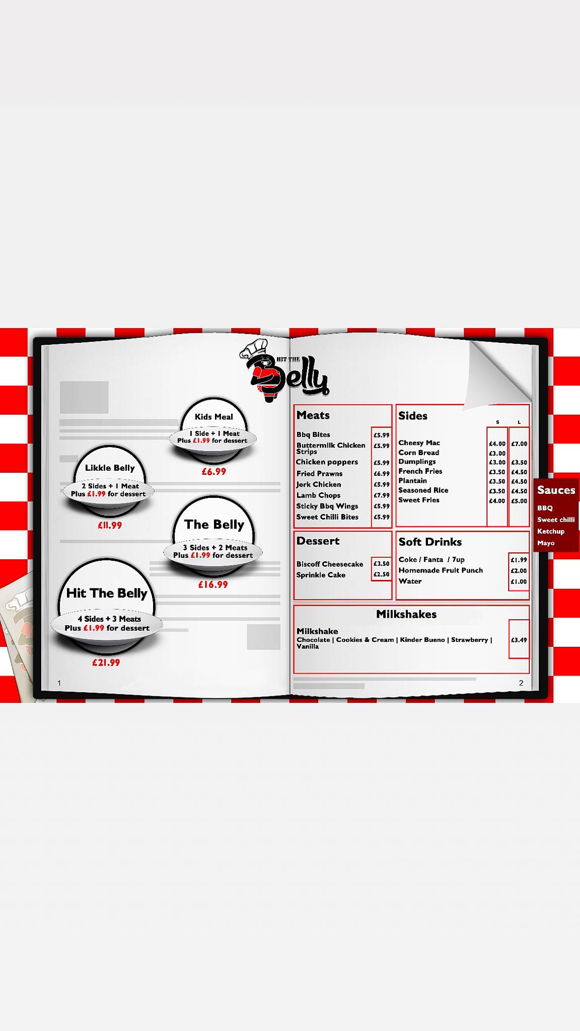 Menu at Hit The Belly restaurant, Bicester