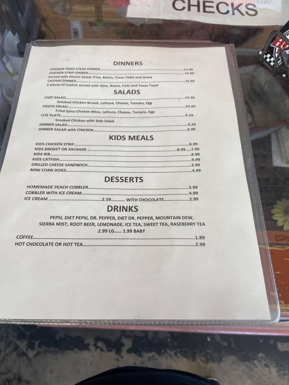 Menu at Hodie's Bar-B-Q, Dalhart