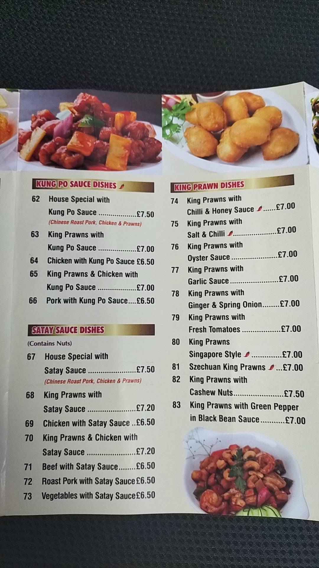 Menu at Hung's Chinese Takeaway restaurant, Holme-on-Spalding-Moor