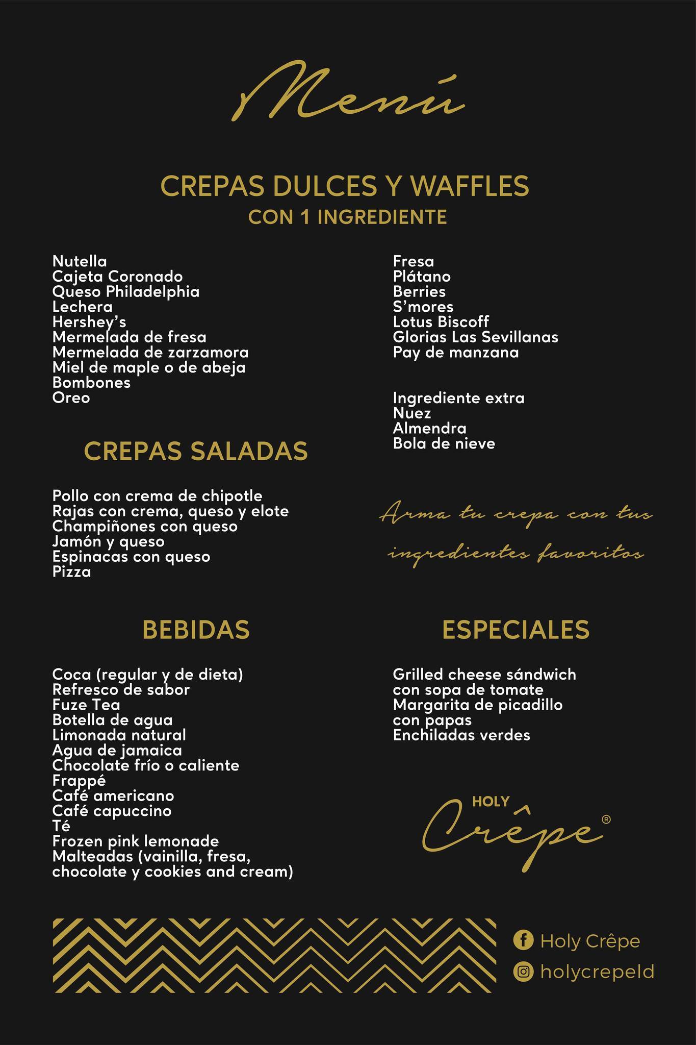 Menu at Holy crêpe, Nuevo Laredo