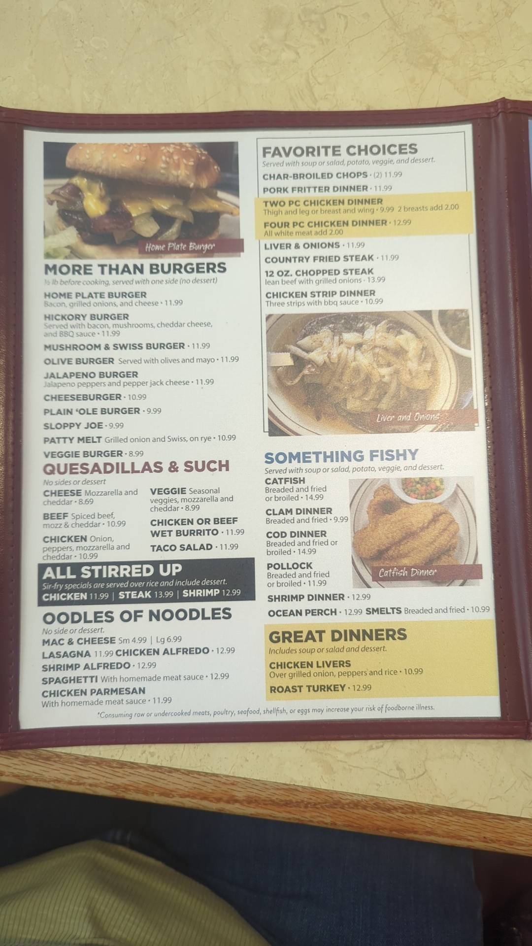 Menu at Home Plate Restaurant, Niles
