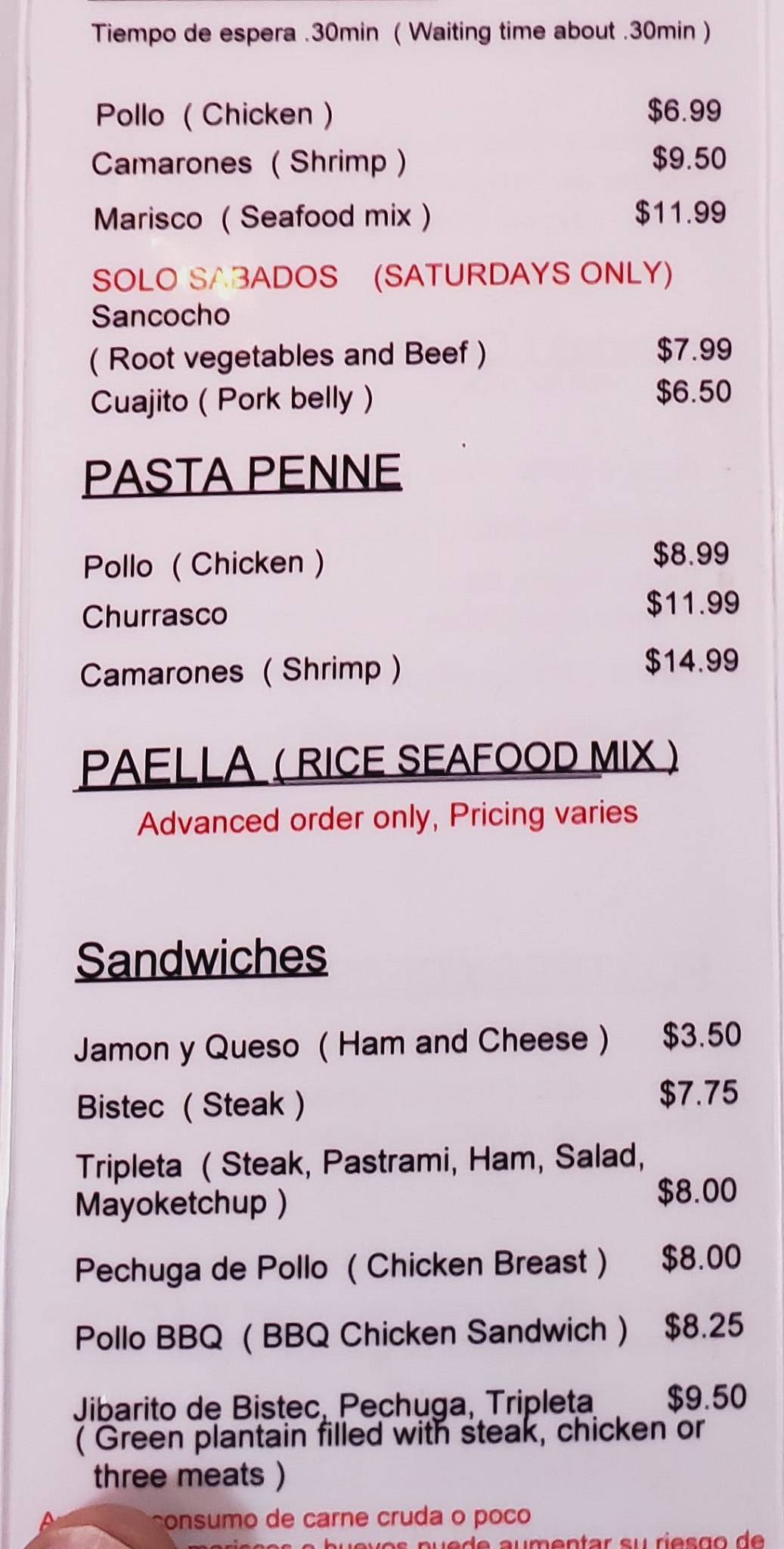 Menu at Coqui by Tayta's restaurant, Homestead