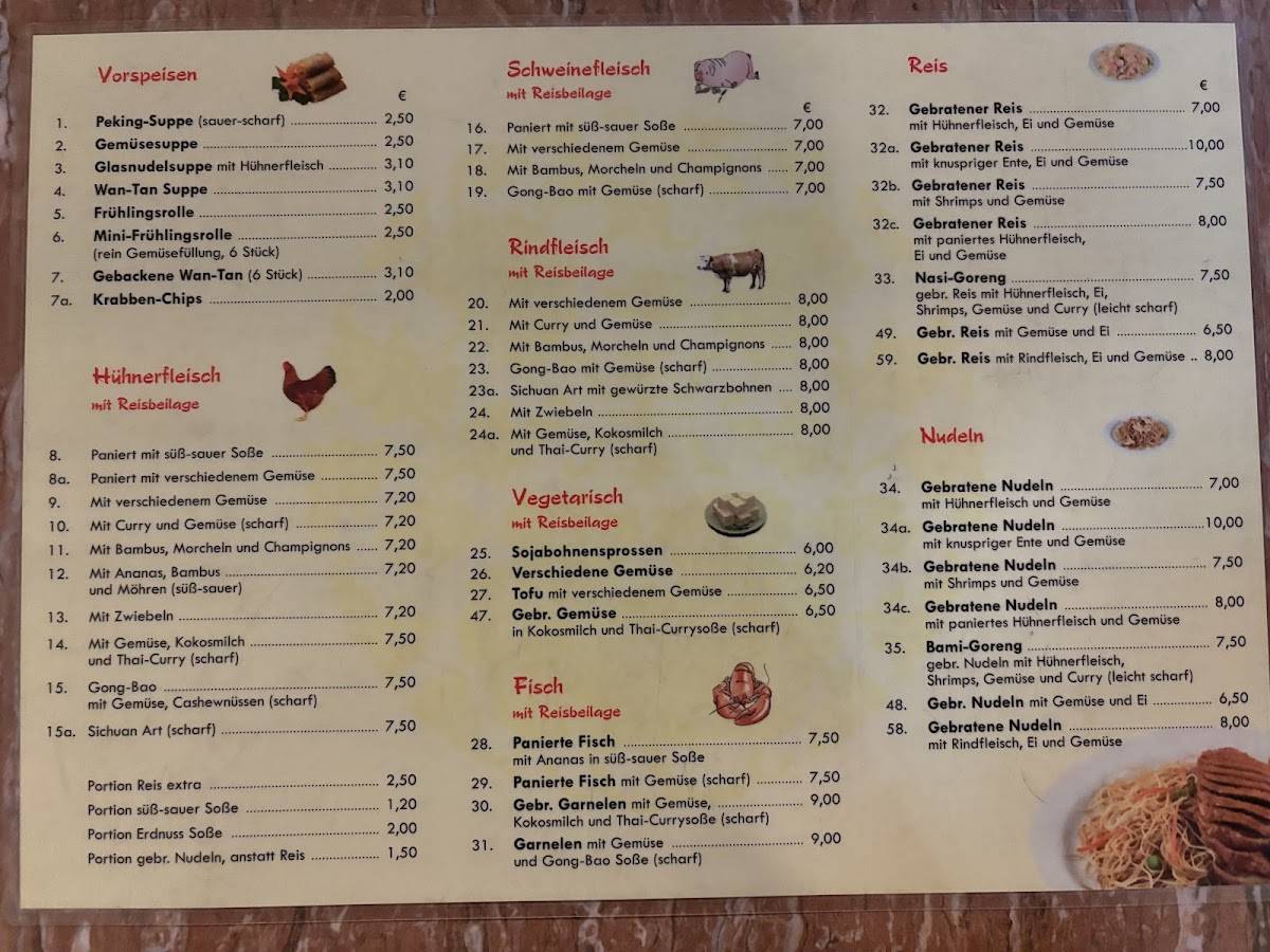Speisekarte von Hop-Sing China-Imbiss fast Food, Ostfildern