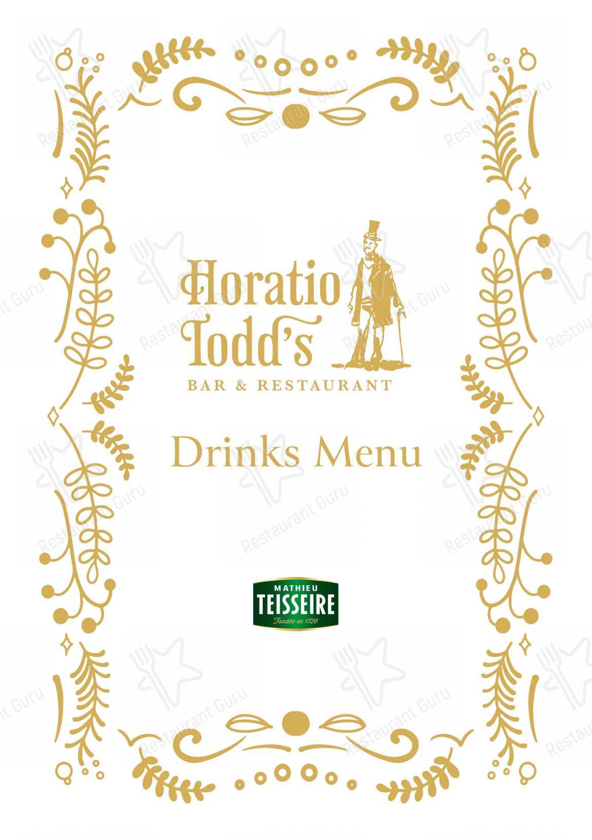 Menu at Horatio Todd's Bar & Restaurant, Belfast