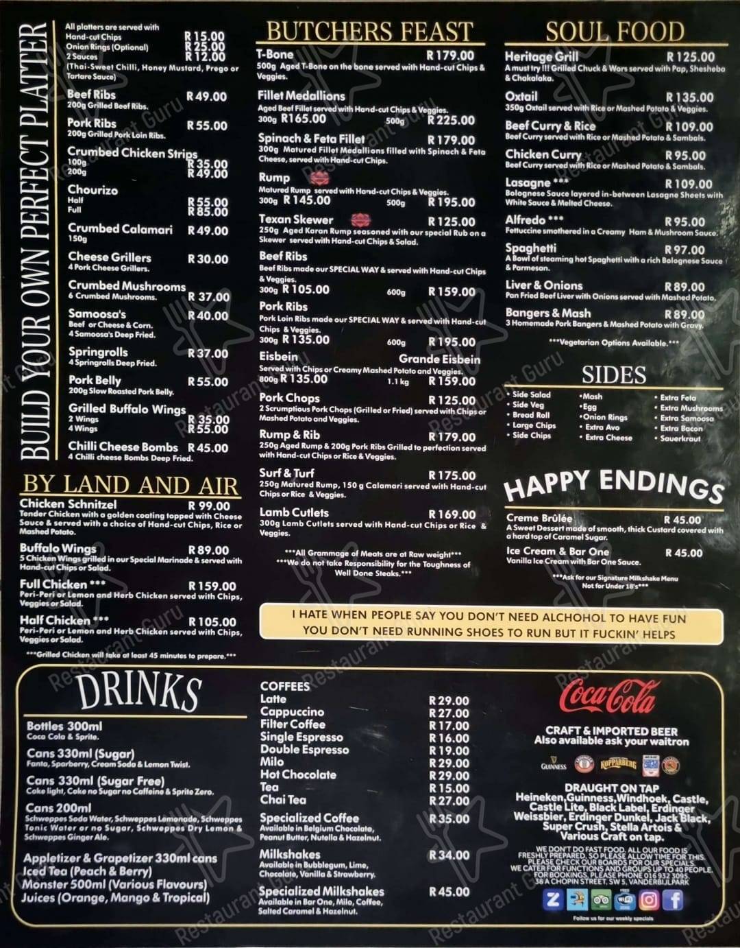Menu at Horse And River Pub & Grill, Vanderbijlpark