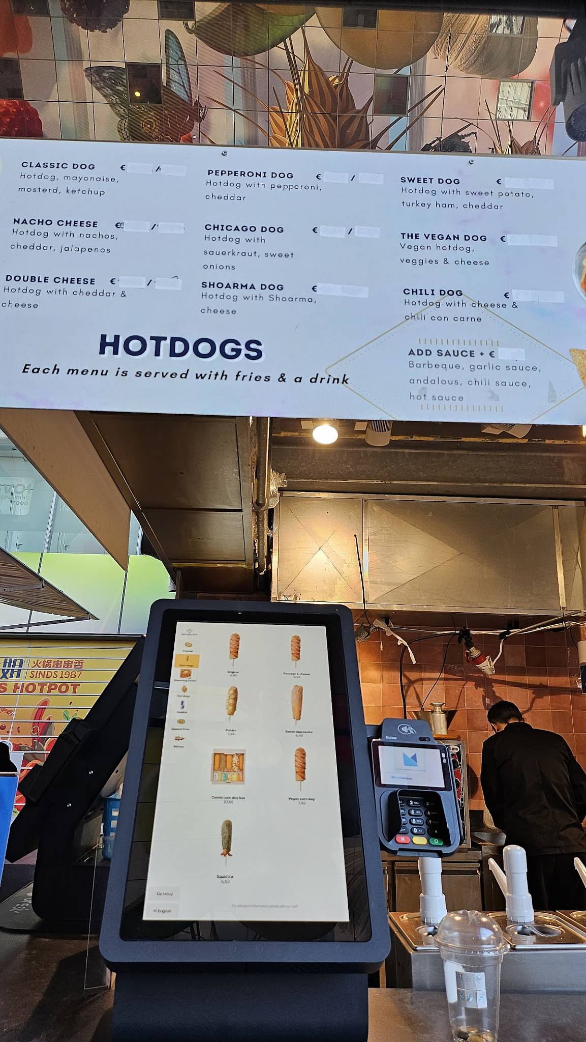 Menu at Hot Dog City, Rotterdam