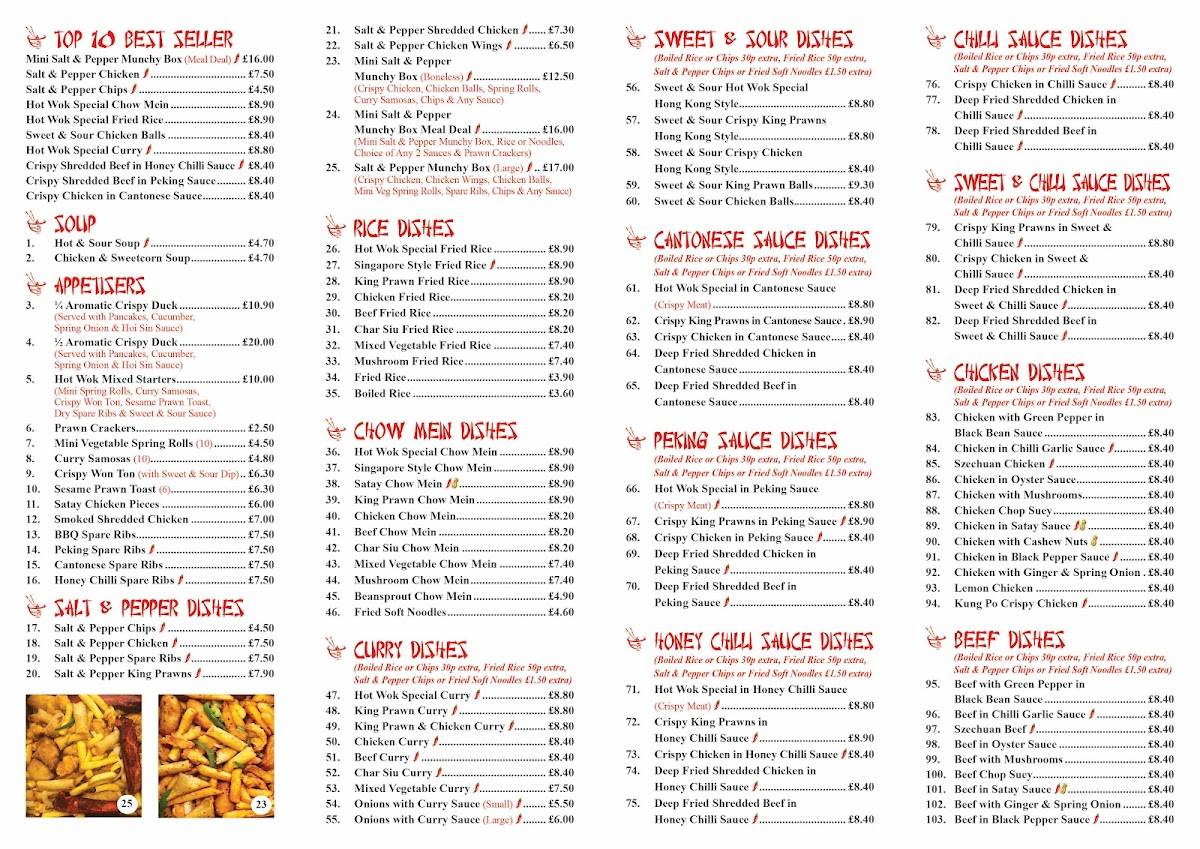 Menu at Hot Wok fast food, Blyth