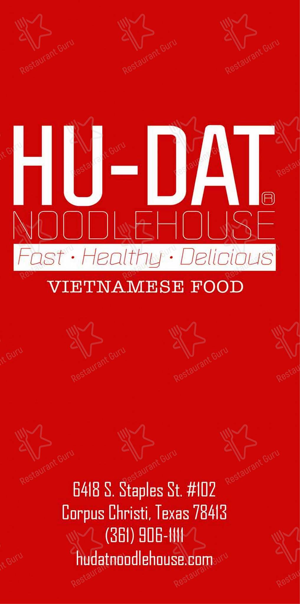 Menu at Hu-Dat Noodle House restaurant, Corpus Christi, S Staples St #102