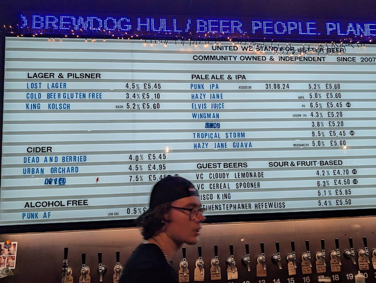 Menu at BrewDog Hull pub & bar, Hull