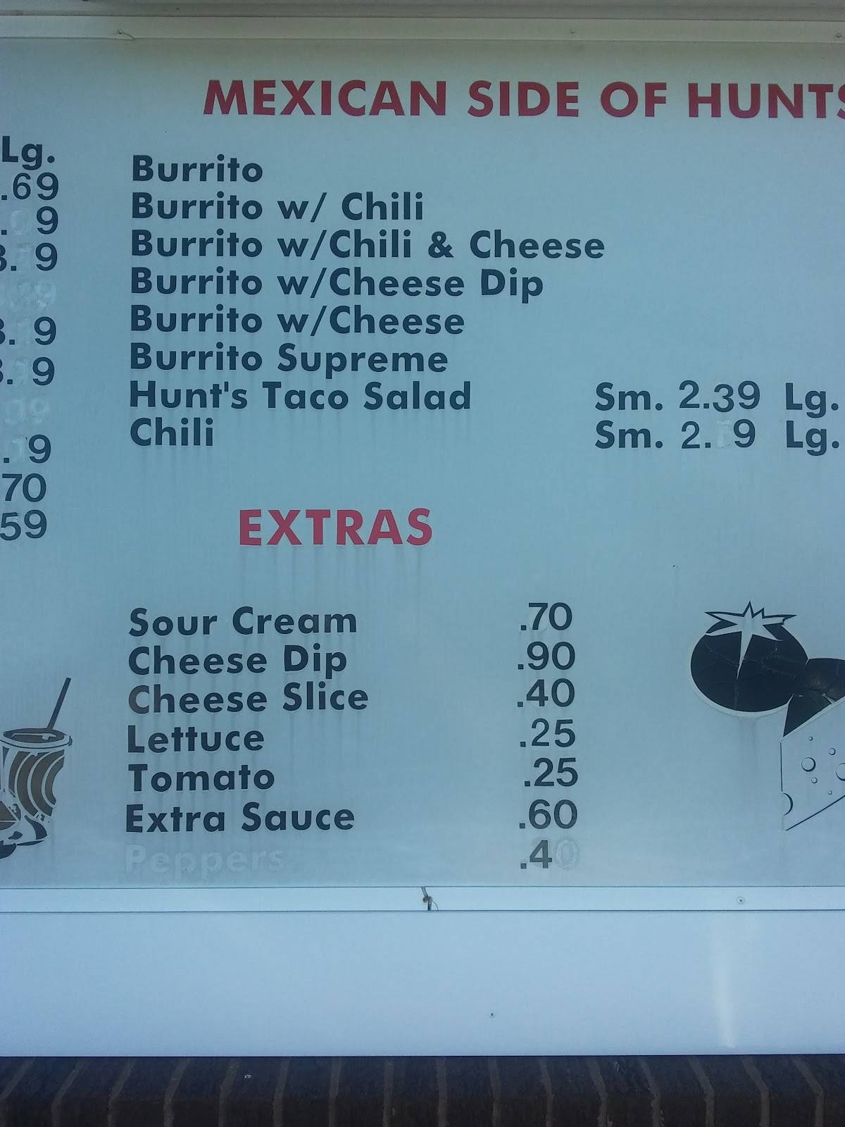 Menu at Hunt's Dairy Bar, Park Hills, E Main St