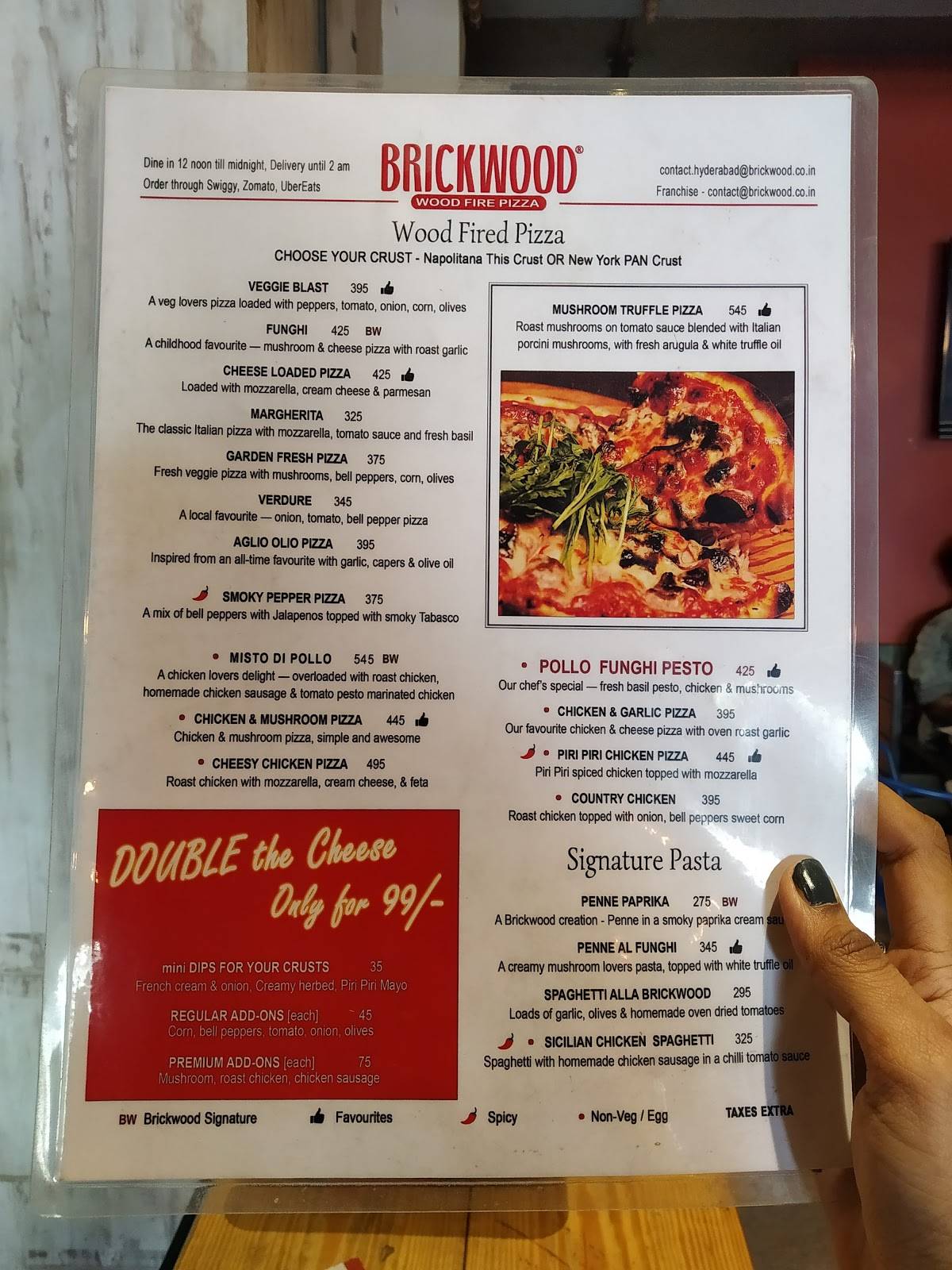 Menu at Brickwood Pizza, Hyderabad, 1-43