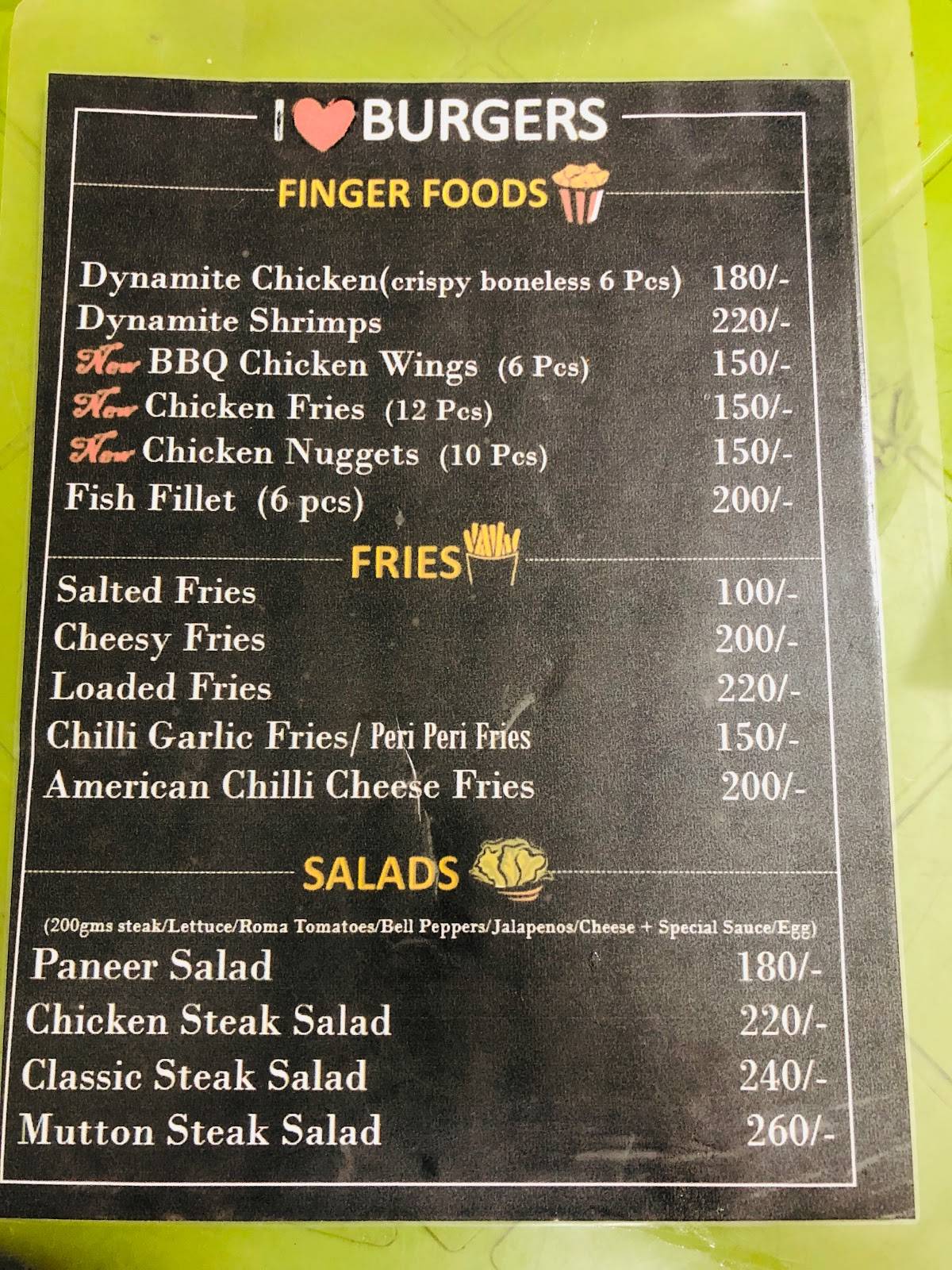 Menu at I LOVE BURGER HYDERABAD, Hyderabad