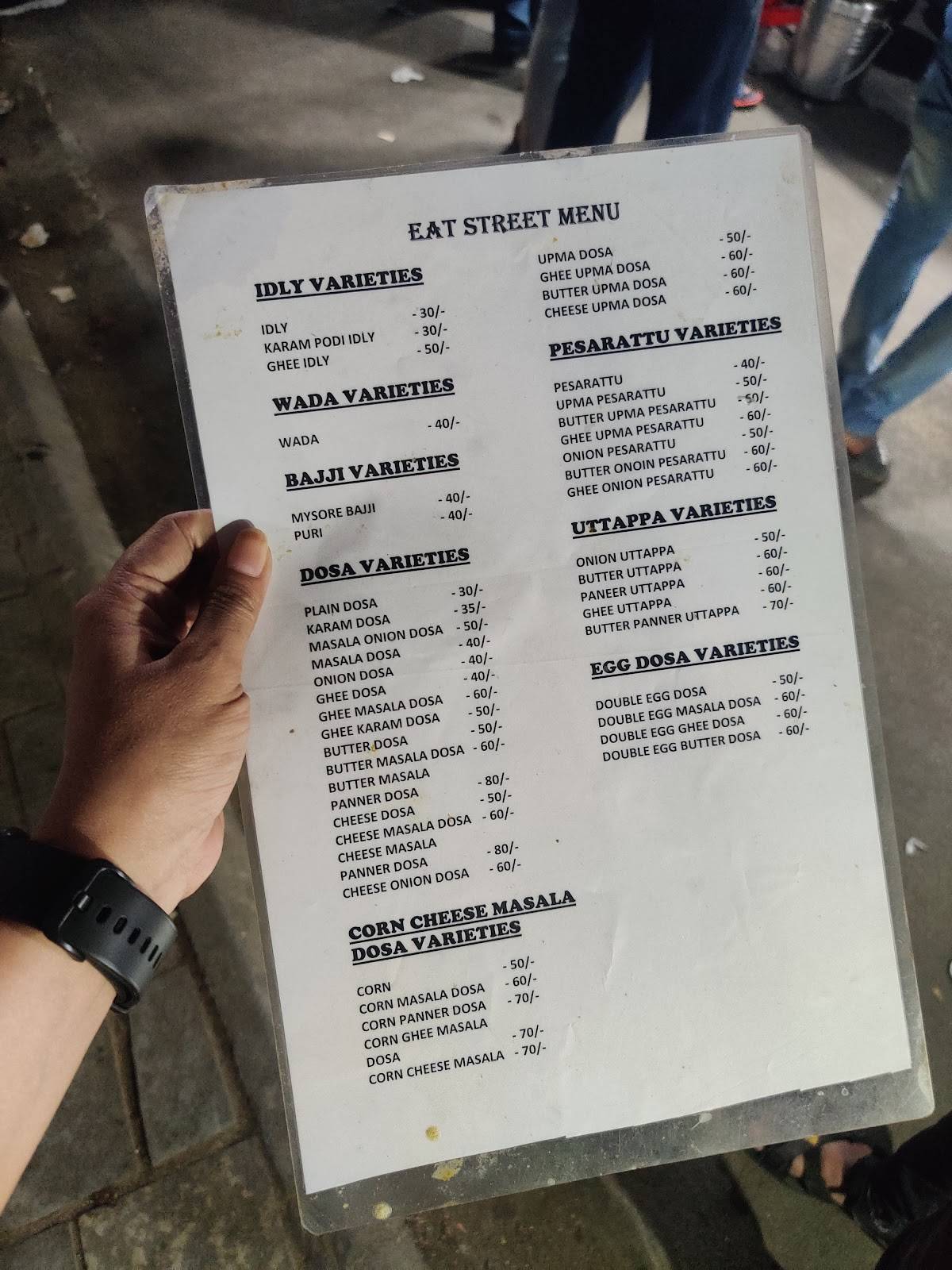 Menu at Madhapur Street Food Fair, Hyderabad