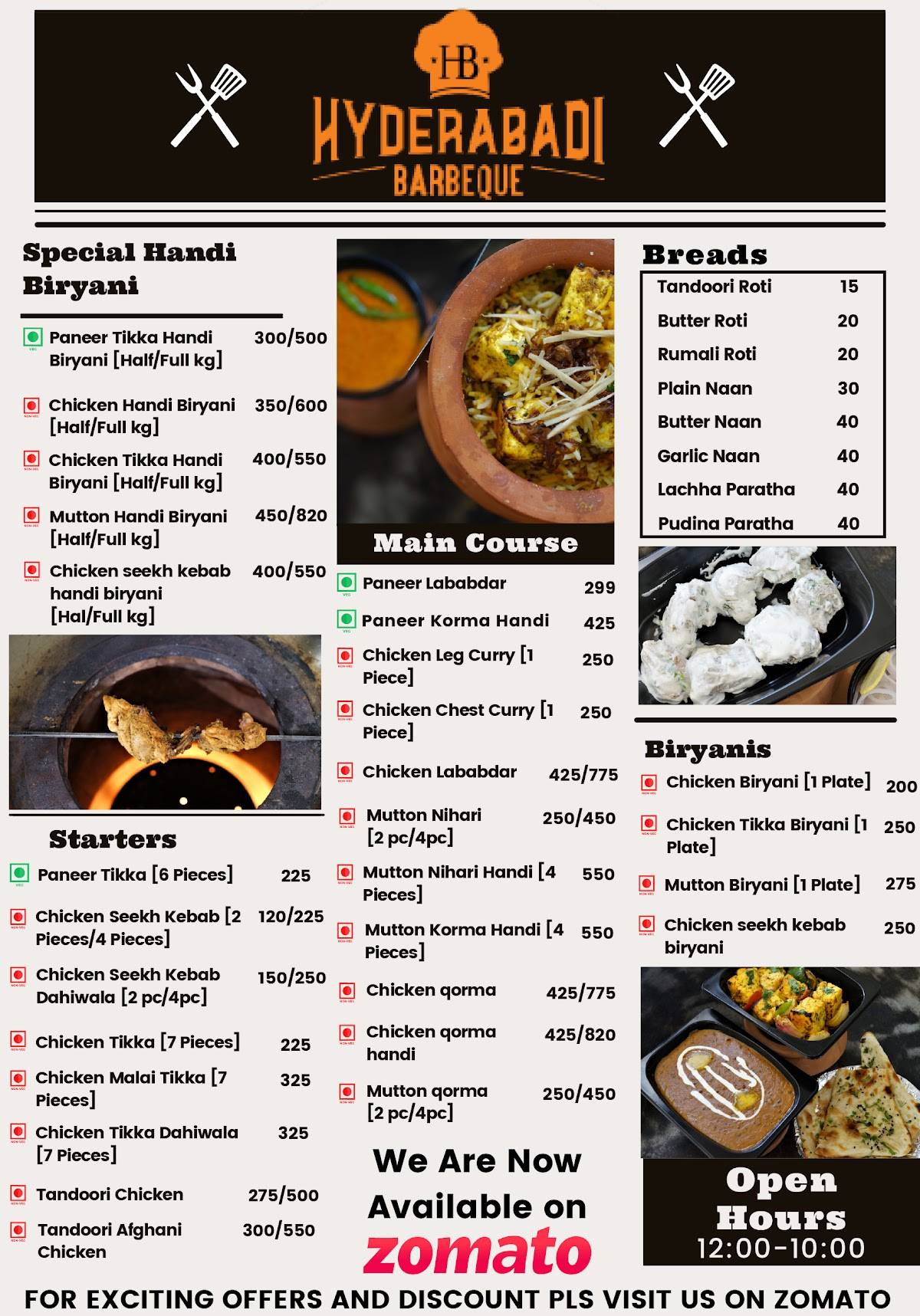Menu at Hyderabadi Barbeque, New Delhi