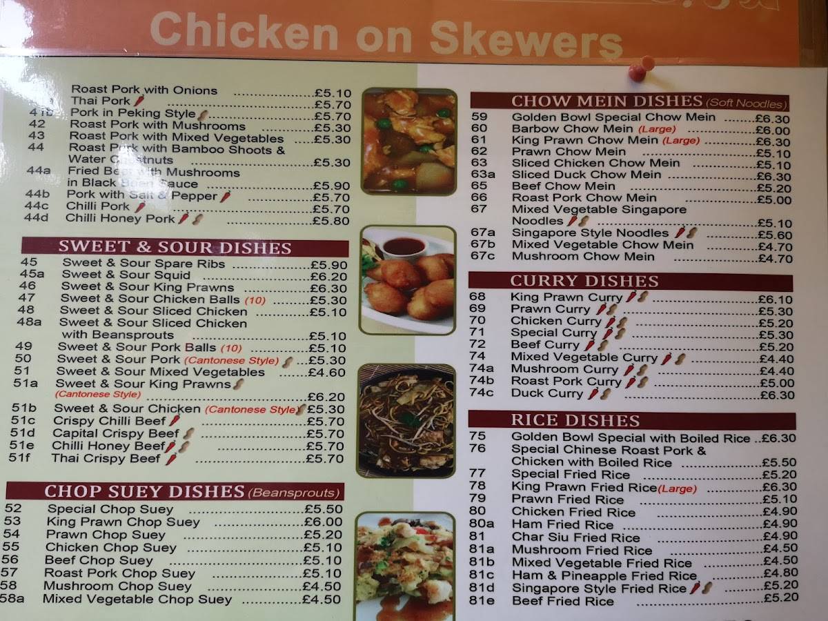 Menu at Golden Bowl fast food, Hythe