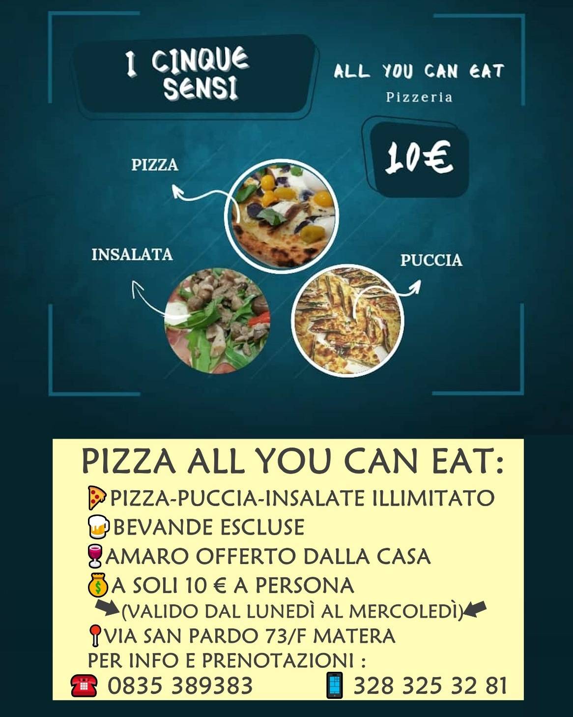 Menu da I Cinque Sensi ristorante, Matera