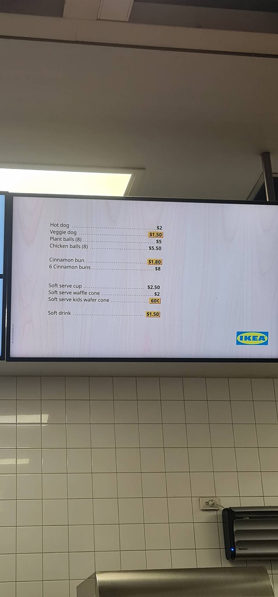 Menu at IKEA Restaurant, Springvale