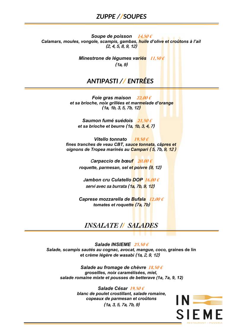Speisekarte von INSIEME restaurant, Kehlen