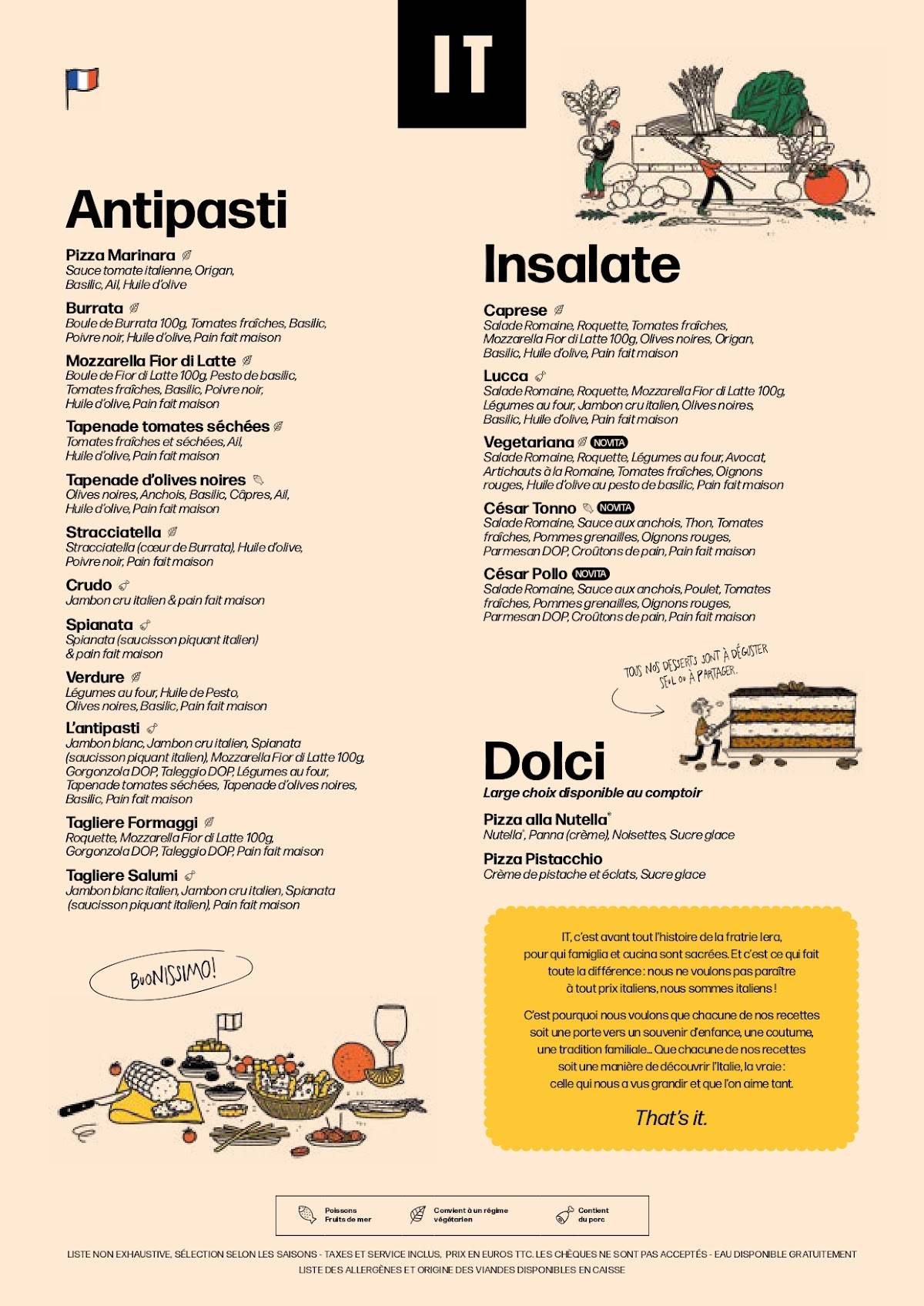 Menu au IT - Italian Trattoria Lille Place de la Gare restaurant, Lille