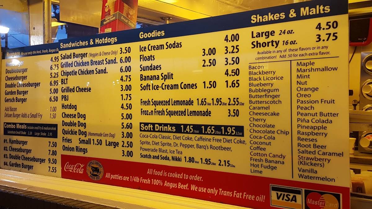 Menu at Ice-Burg Drive-In fast food, Walla Walla