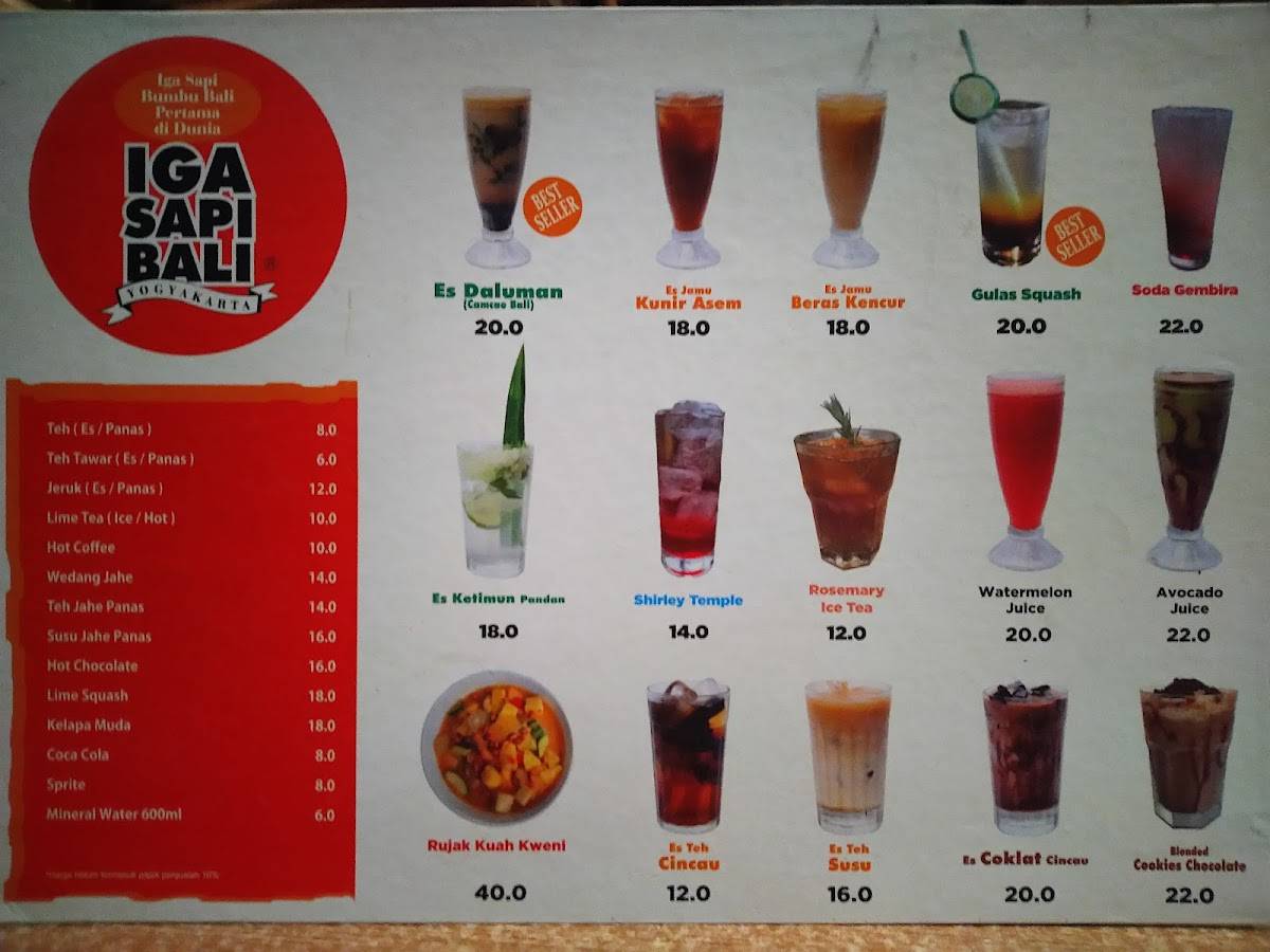 Menu at Iga Sapi Bali restaurant, Sariharjo, Jl. Palagan Tentara ...