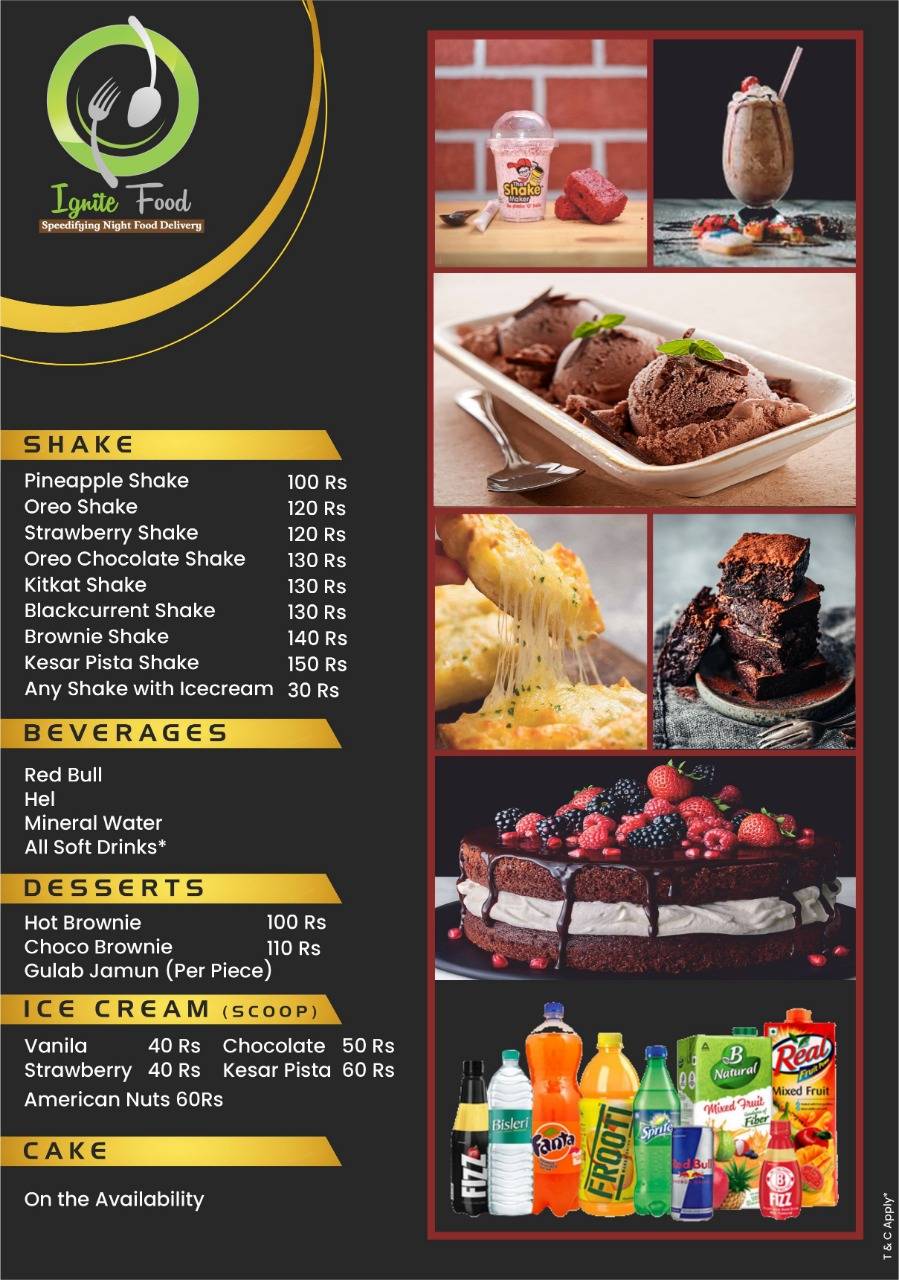 Menu at Ignite food & cafe ( late night Food Delivery) JODHPUR, Jodhpur