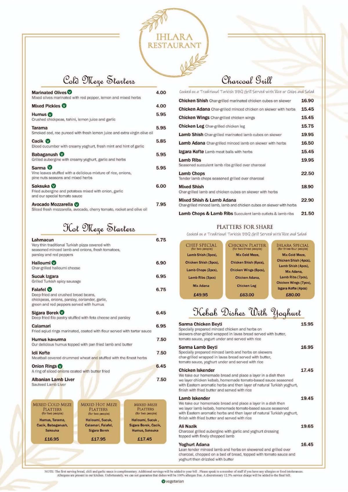 Menu at Ihlara Valley Restaurant Woking, Woking