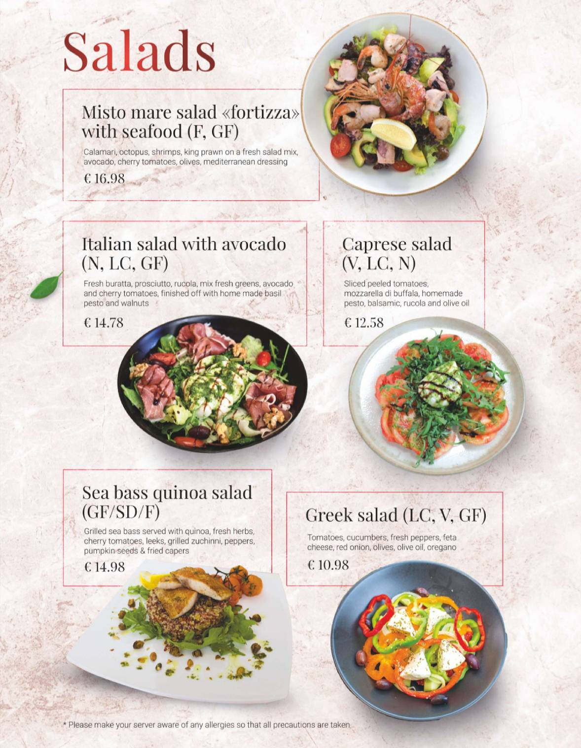 Menu at Il-Fortizza restaurant, Sliema