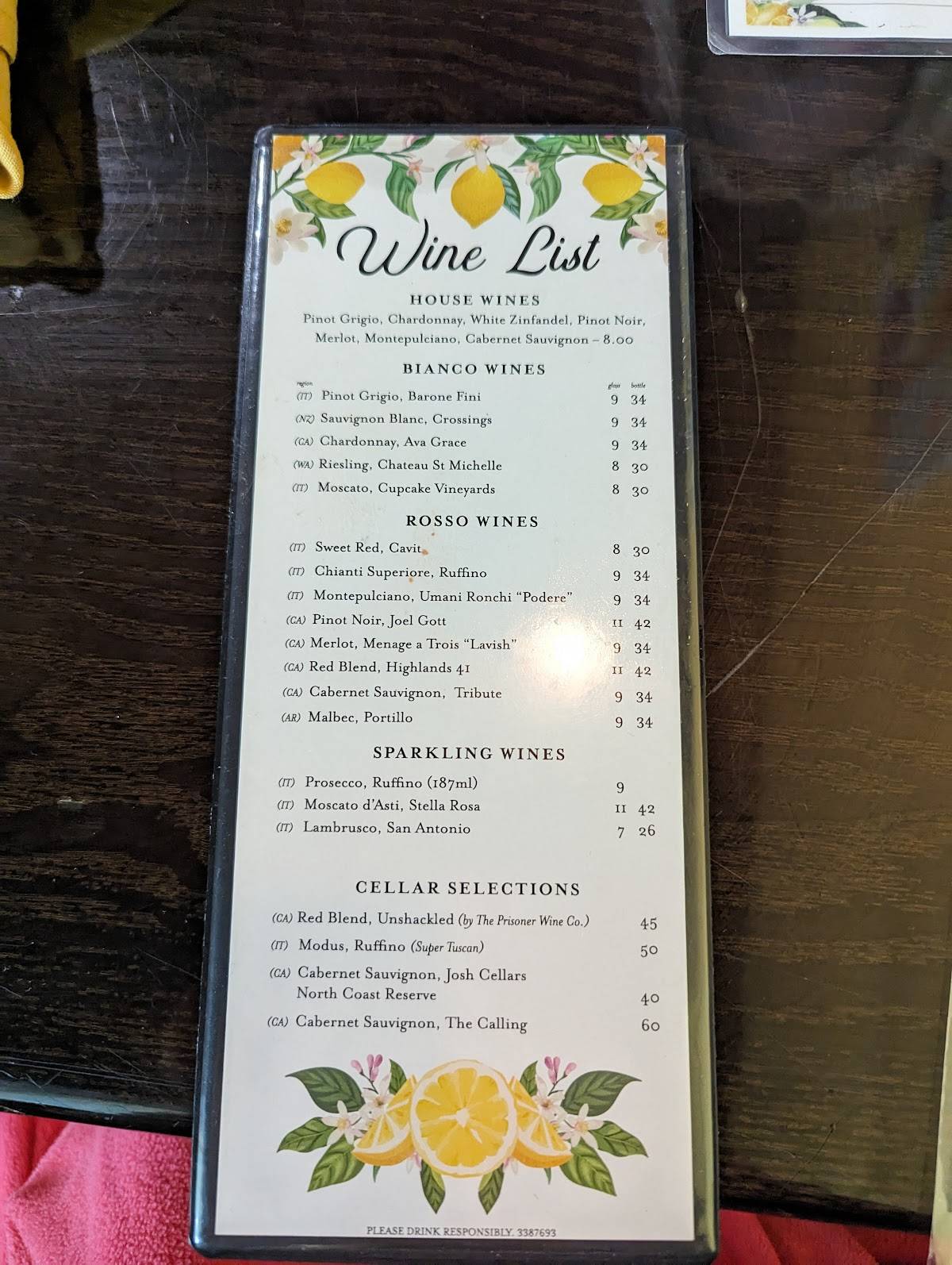 Menu at Il Limone Restaurant Pizzeria, Liverpool