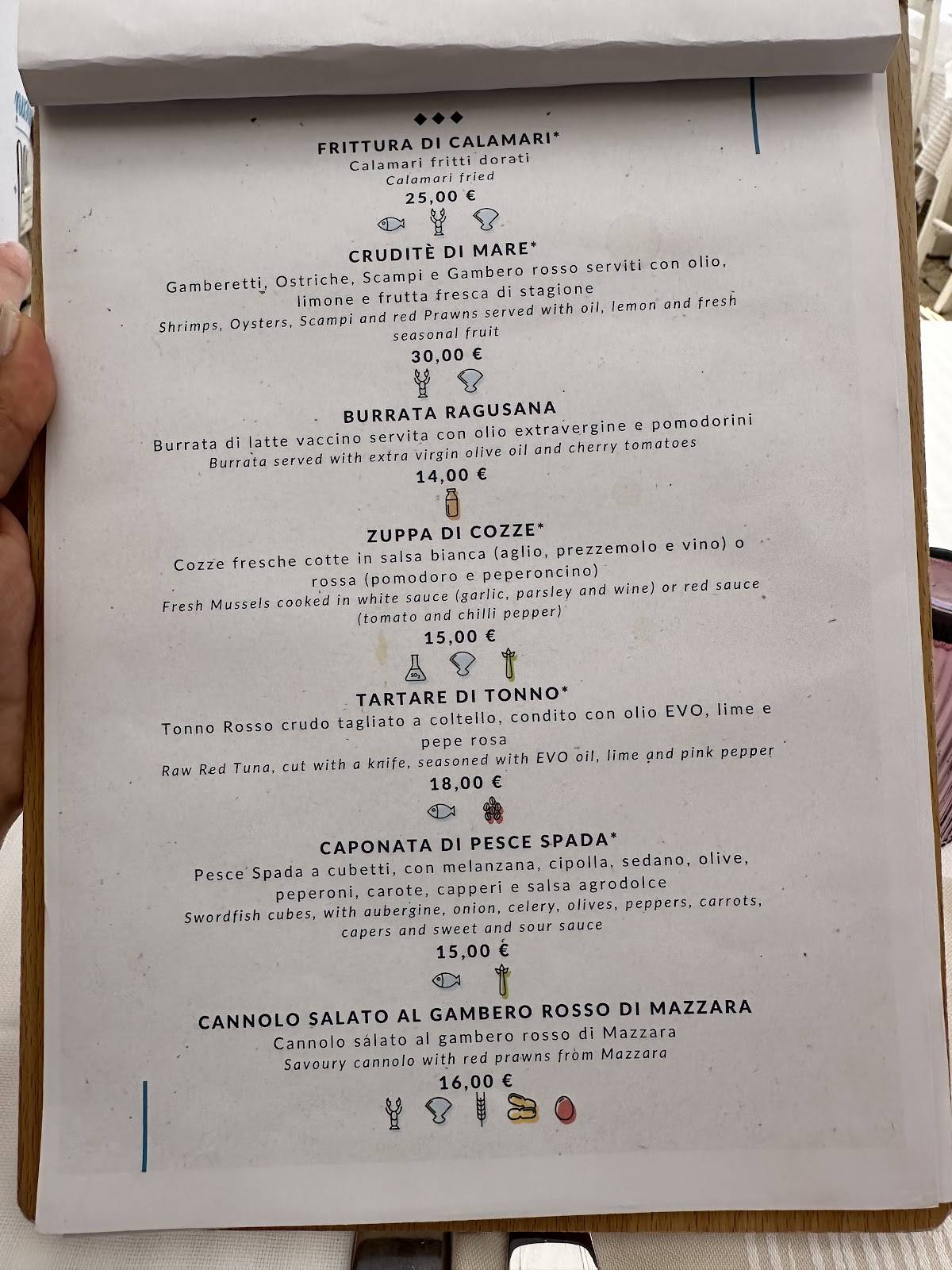 Menu da Il Borgo ristorante, Marzamemi