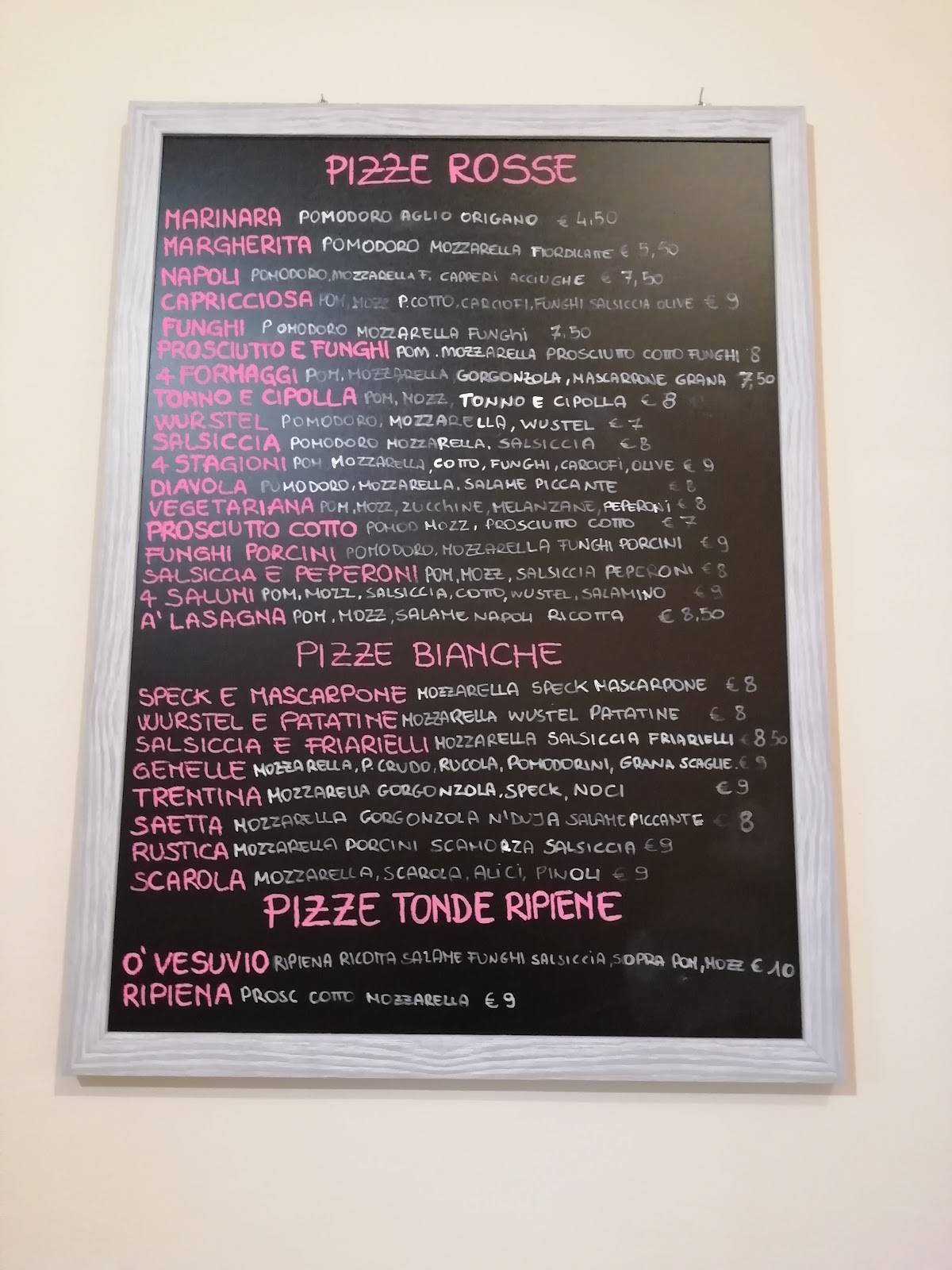 Menu da Il pizzicotto di Silvia Blasco pizzeria, Prato