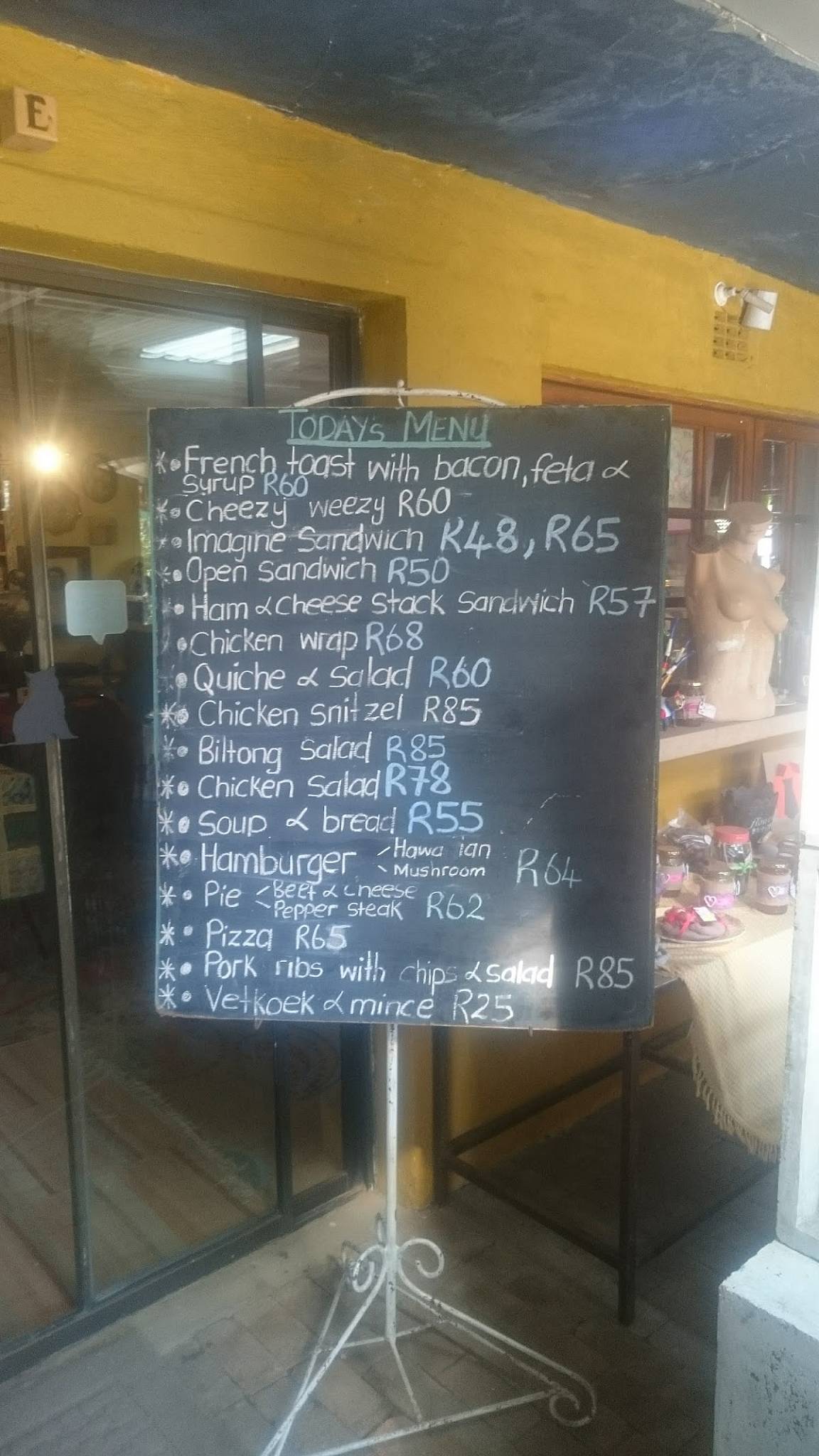 Menu at Imagine Cafe, Bronkhorstspruit, Eden 2