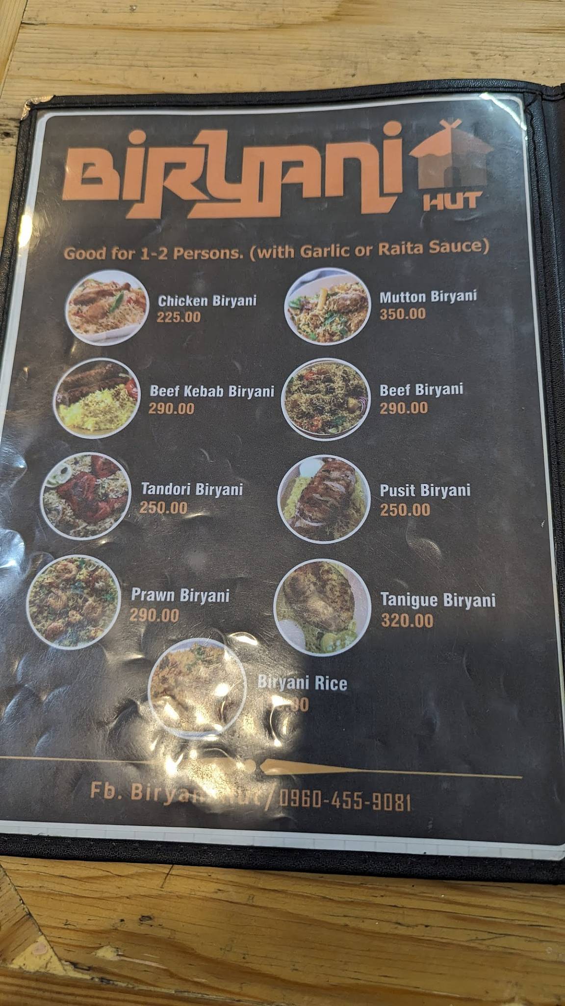Menu at Biryani Hut restaurant, Imus