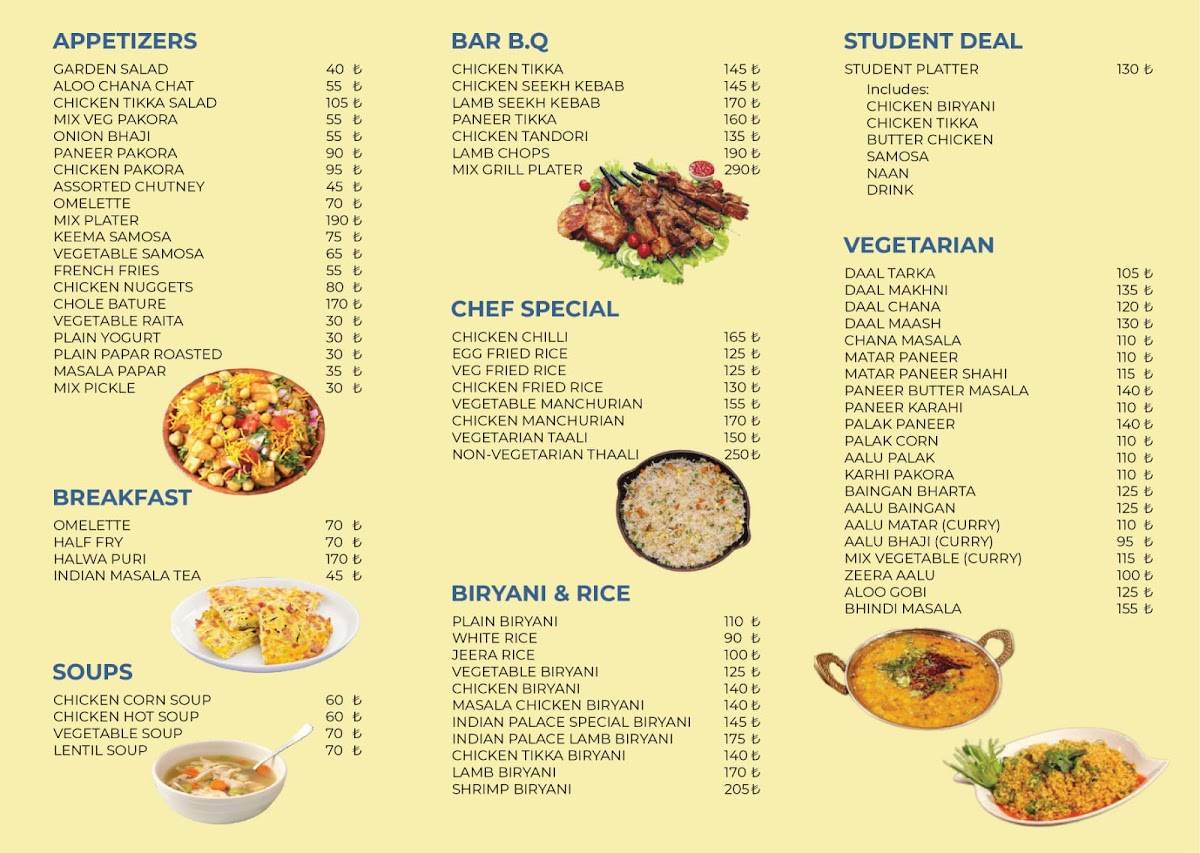 Menu at India Palace Indian Restaurant Istanbul, Istanbul