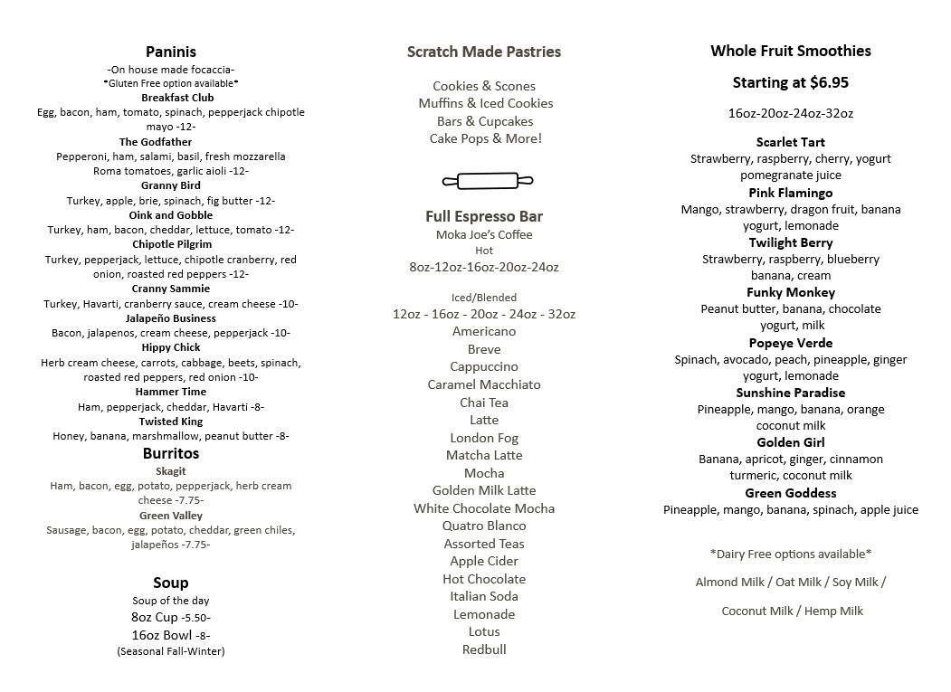 Menu at Indulge Bakery, Mount Vernon