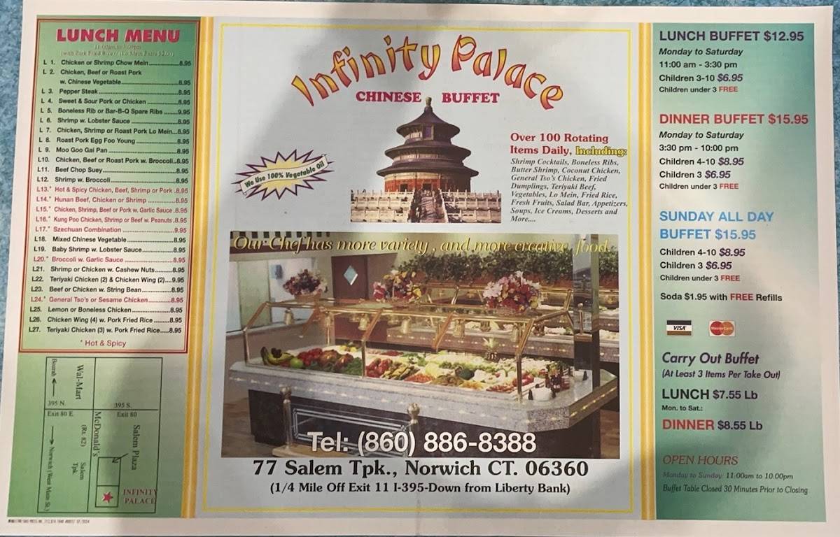 Menu at Infinity Palace Chinese Buffet restaurant, Norwich