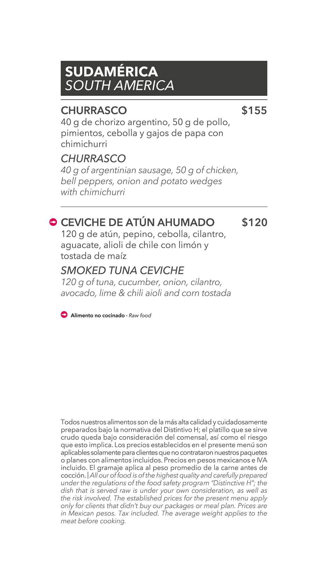 Menu at Insu Sky Bar, Nuevo Vallarta