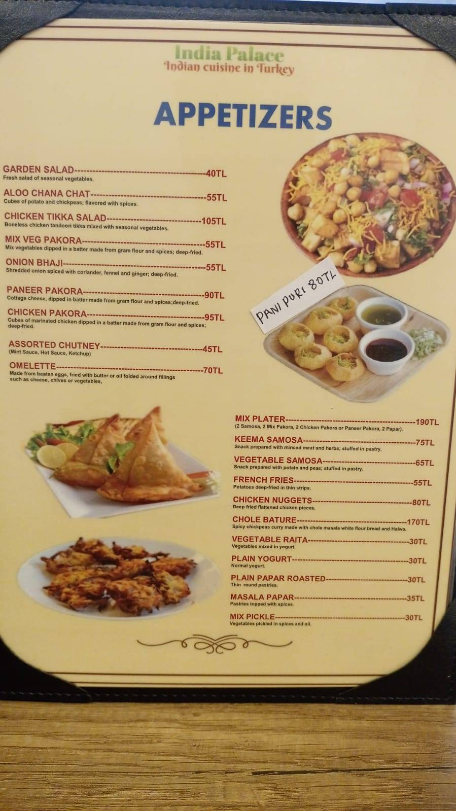 Menu at India Palace Indian Restaurant Istanbul, Istanbul
