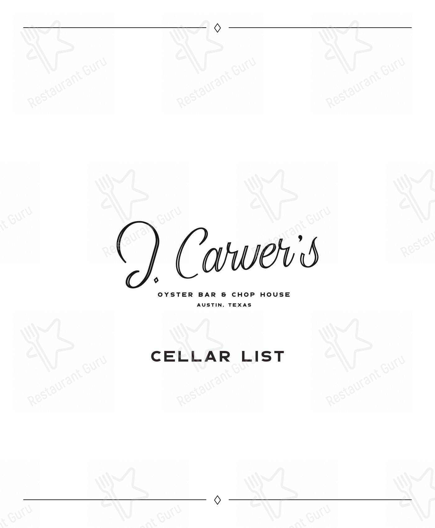 Menu at J Carver’s Oyster Bar & Chophouse, Austin