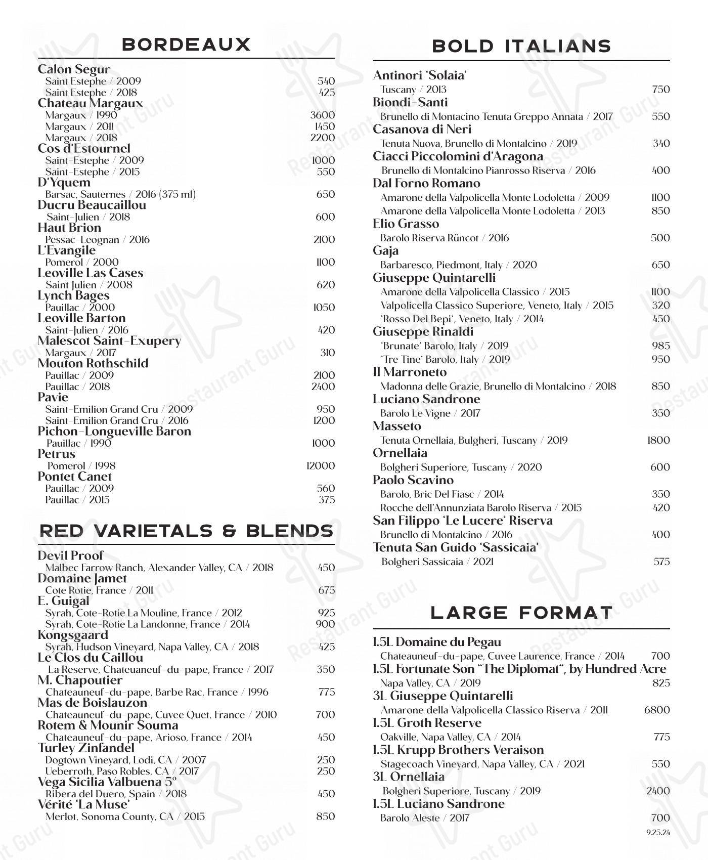 Menu at J Carver’s Oyster Bar & Chophouse, Austin