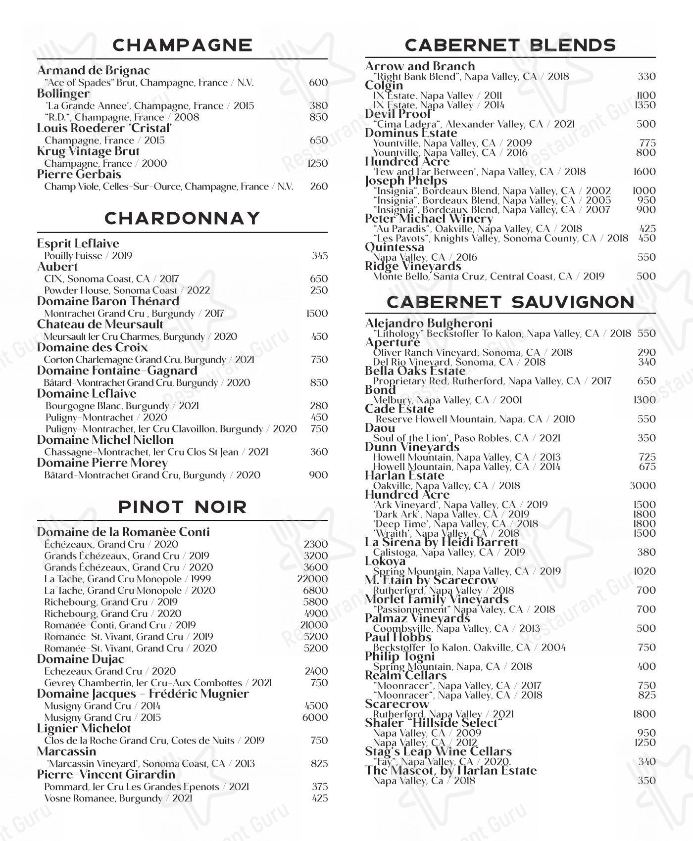 Menu at J Carver’s Oyster Bar & Chophouse, Austin