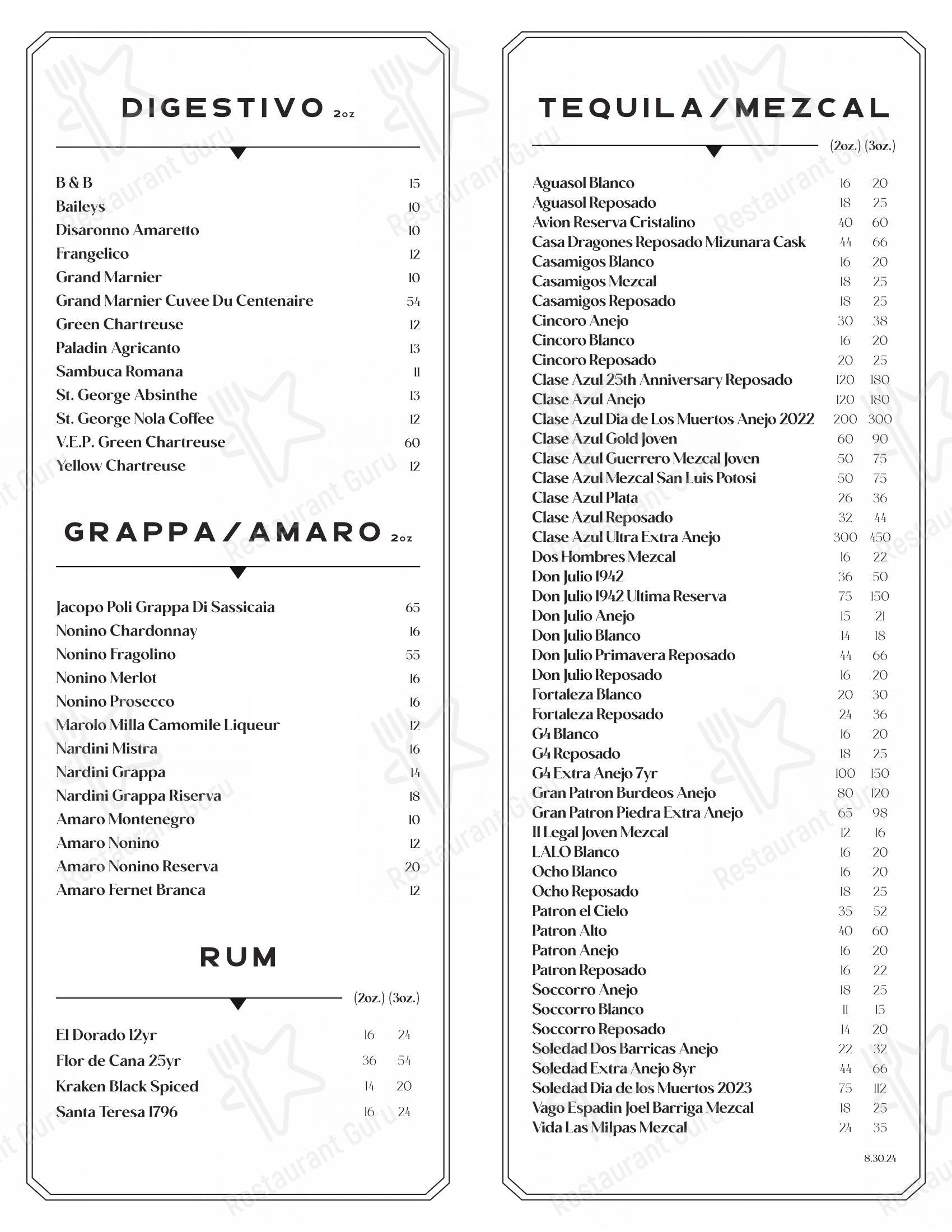 Menu at J Carver’s Oyster Bar & Chophouse, Austin