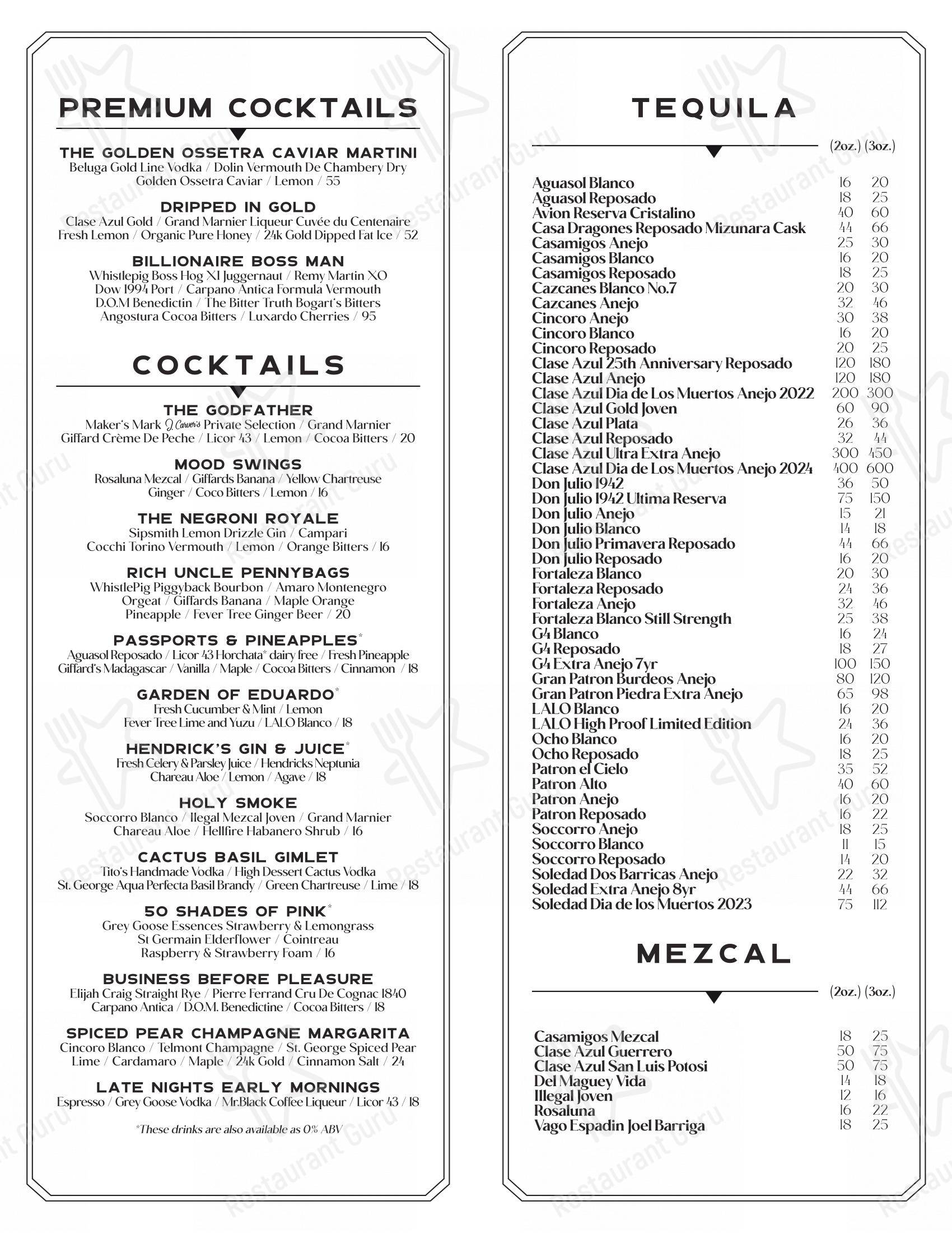 Menu at J Carver’s Oyster Bar & Chophouse, Austin