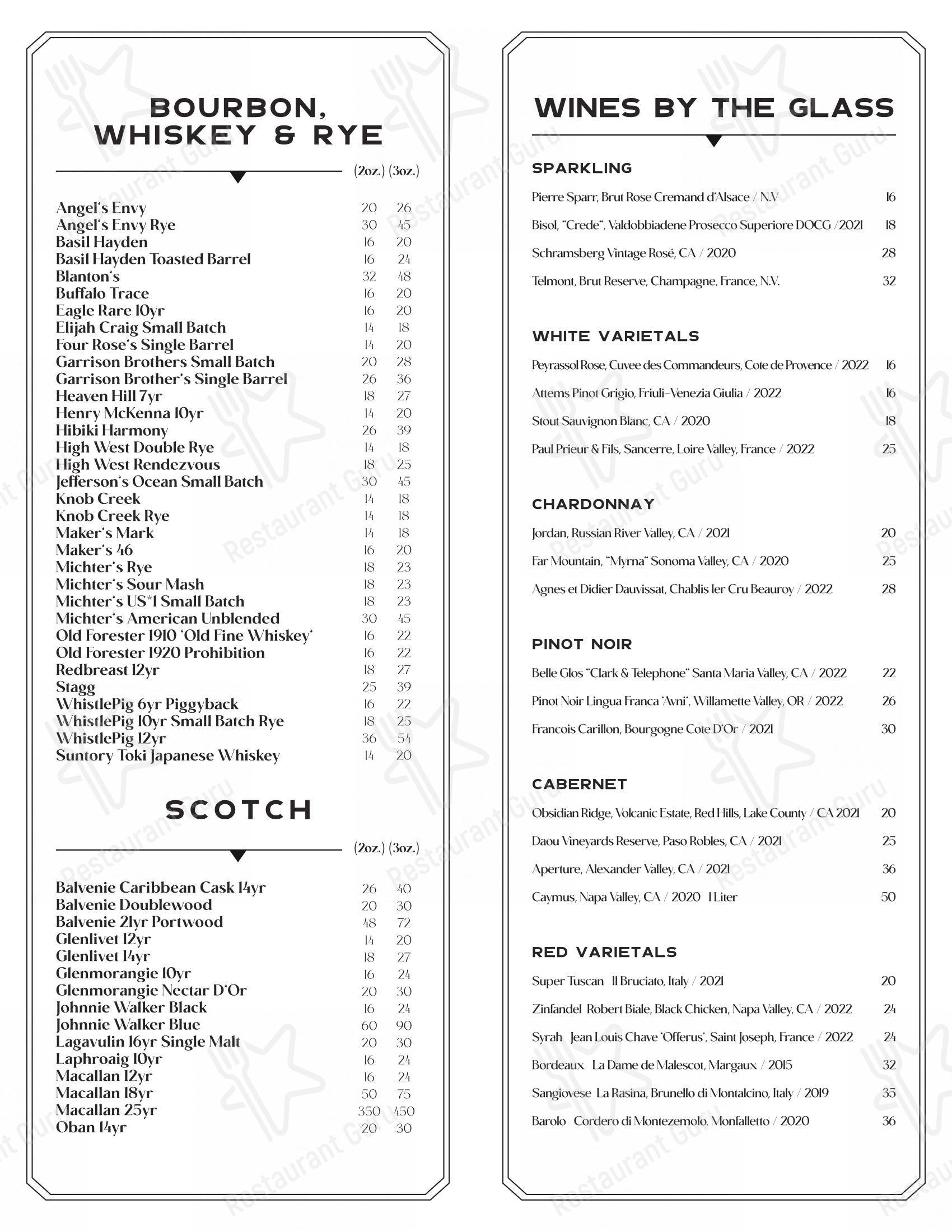 Menu at J Carver’s Oyster Bar & Chophouse, Austin