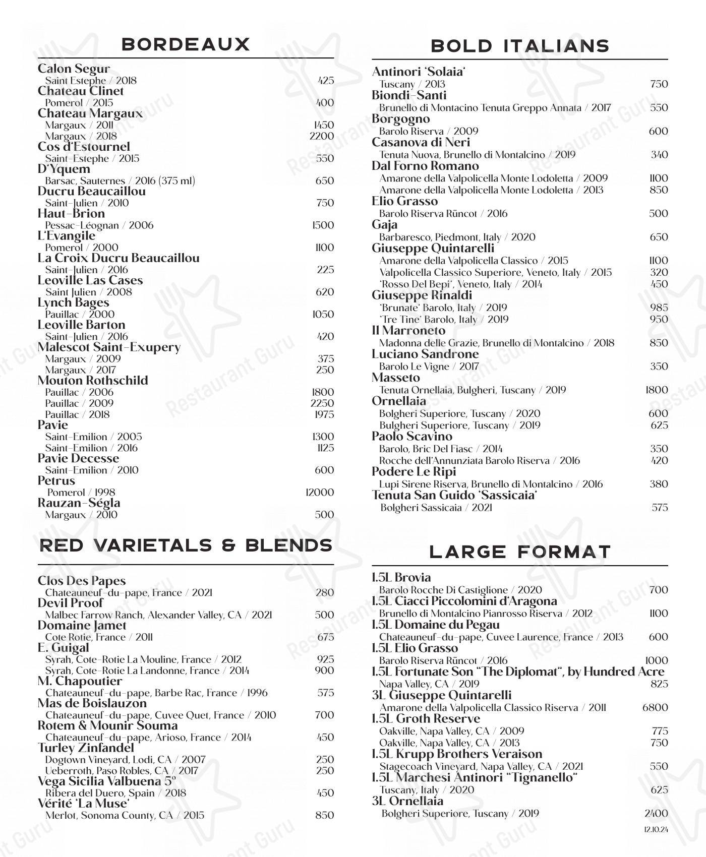 Menu at J Carver’s Oyster Bar & Chophouse, Austin