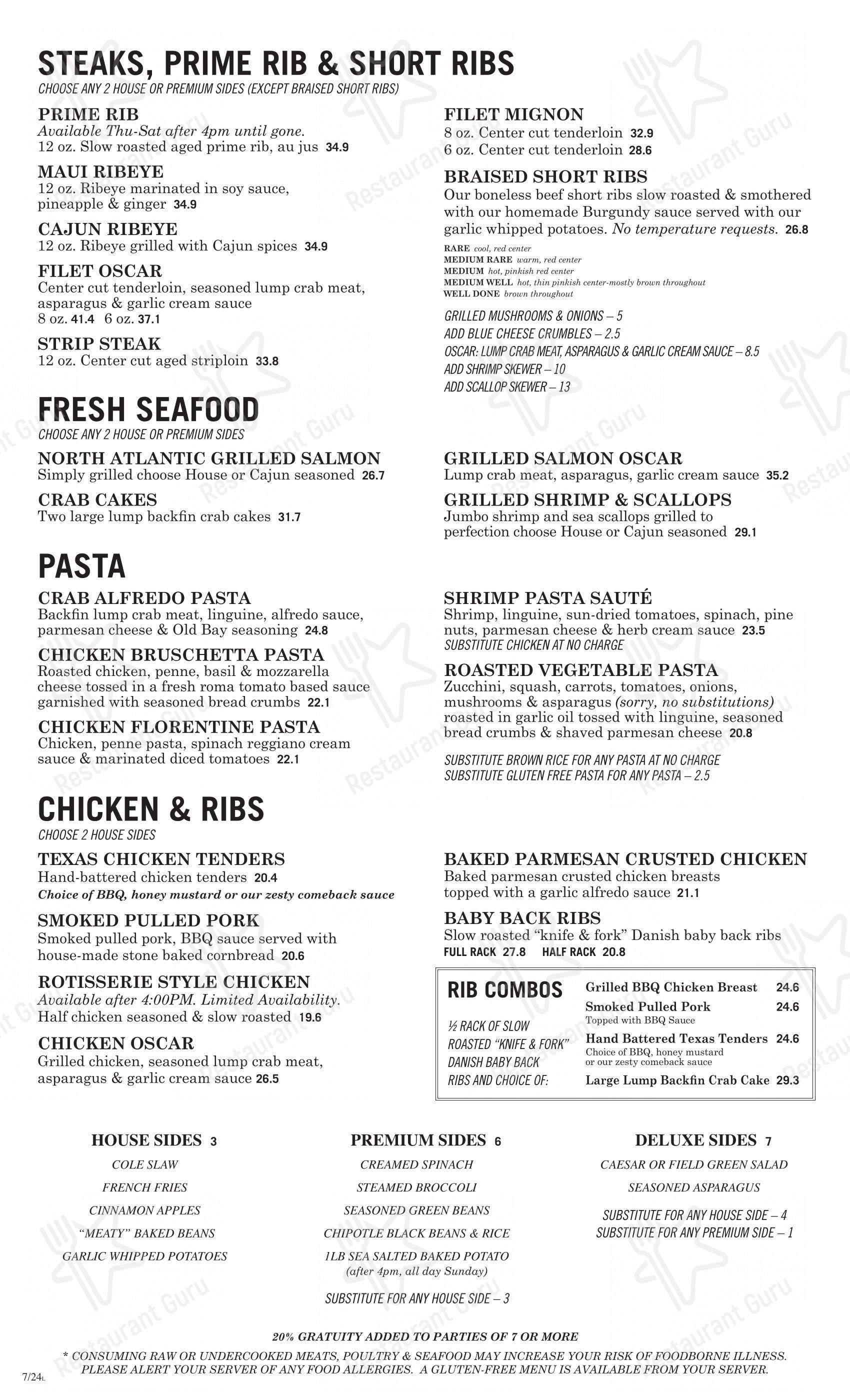 Menu at JB Dawson's Restaurant & Bar, Langhorne
