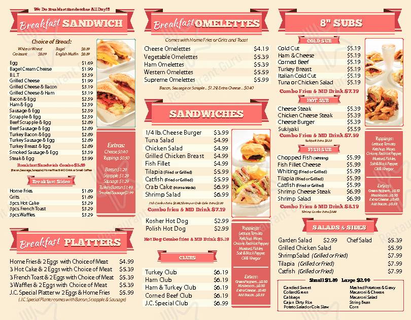 Menu at JC's Chick'n Trout, Milford Mill