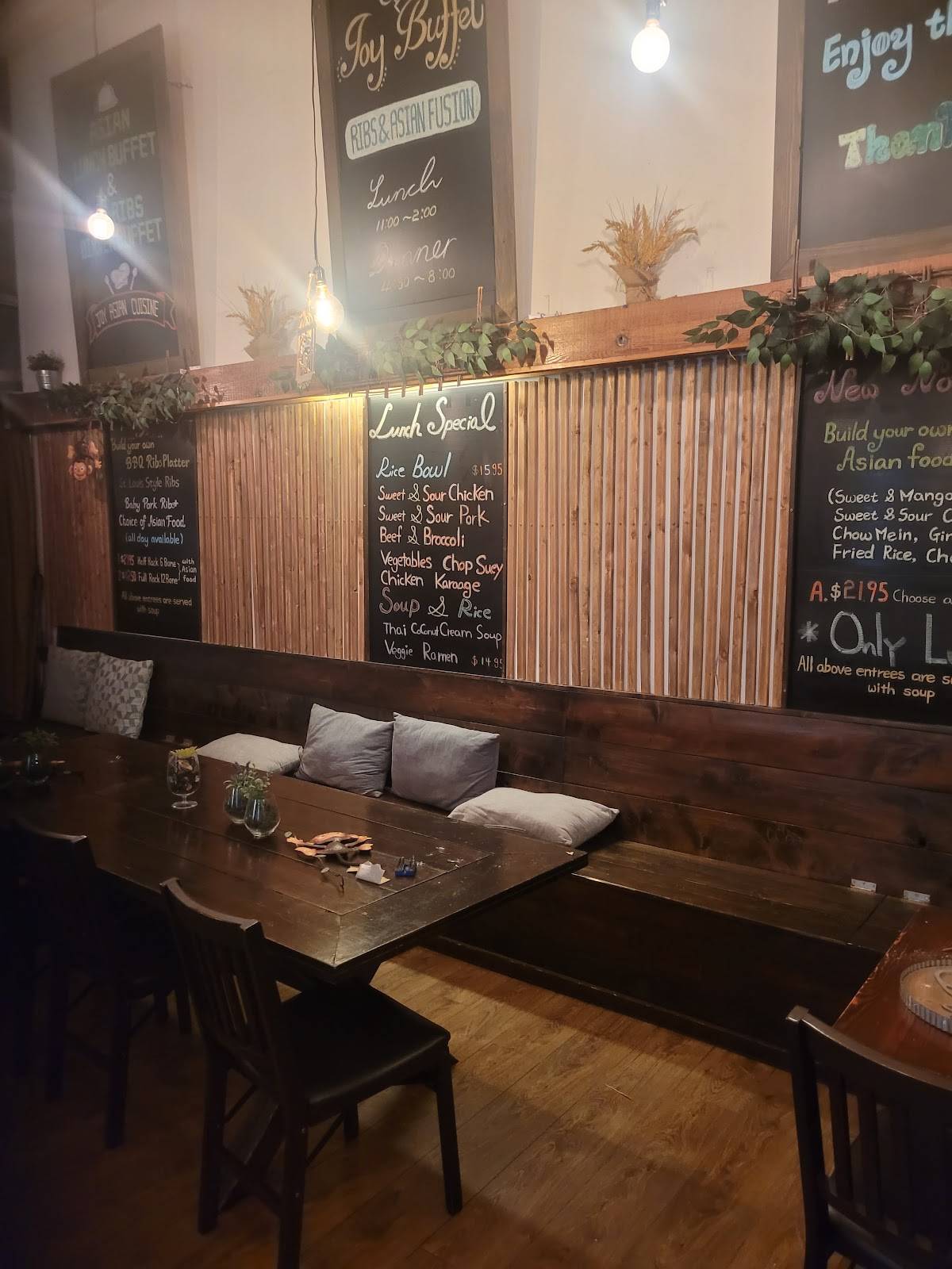 Menu at JJ Joy restaurant, Penticton