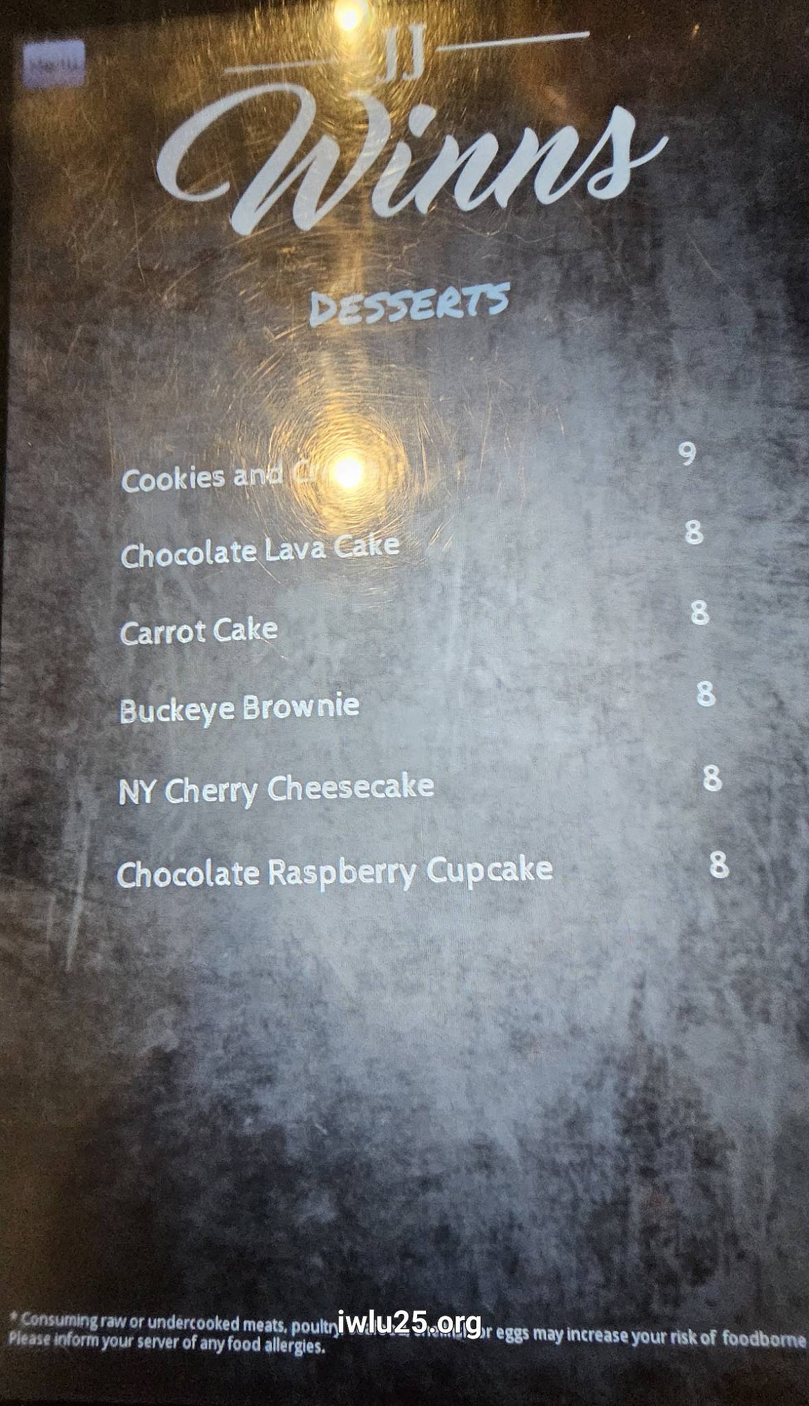 Menu at JJ Winns Restaurant & Lounge, Montpelier